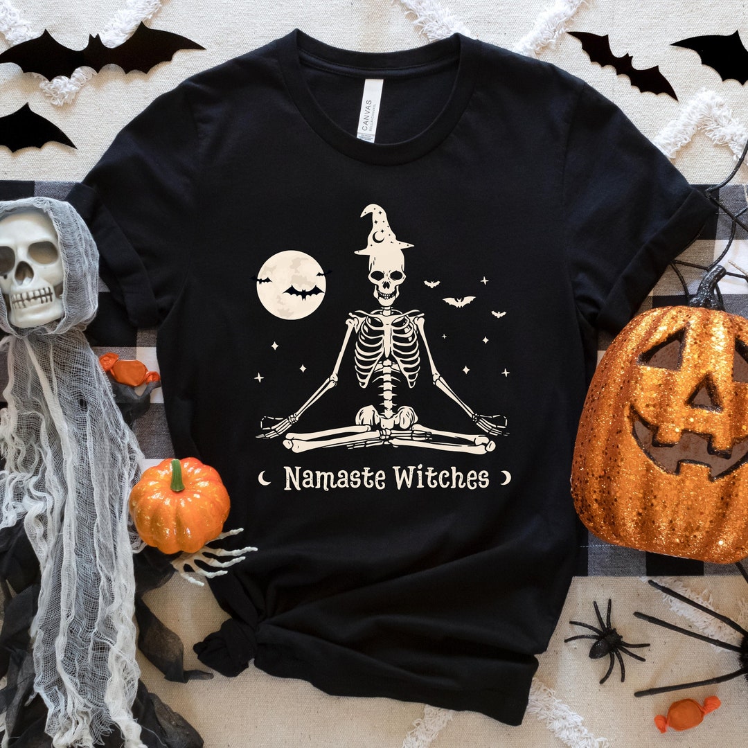 Namaste Witches Shirt, Namaste Spooky Shirt, Yoga Skeleton T Shirt ...