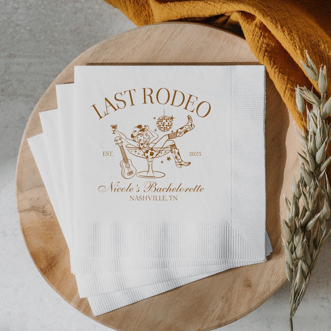 Last Rodeo Bachelorette Napkins, Custom Western Bachelorette Party ...