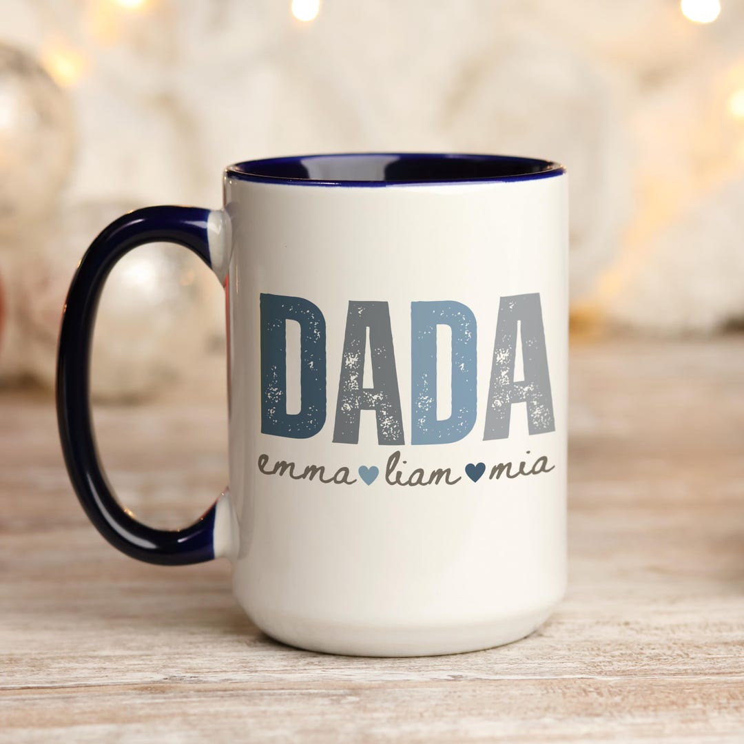 Personalized Dada Mug With Kids Names, Father's Day Gift - Etsy