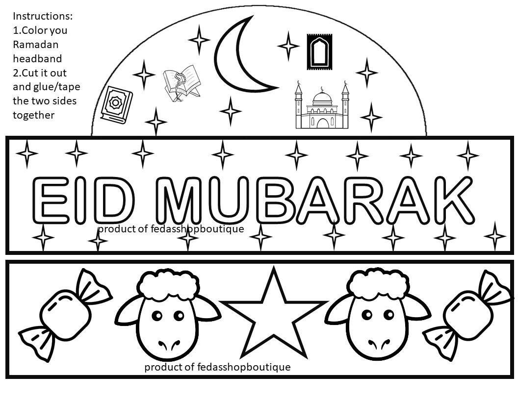 2 Pack Ramadan and Eid Mubarak Printable Hat - Etsy