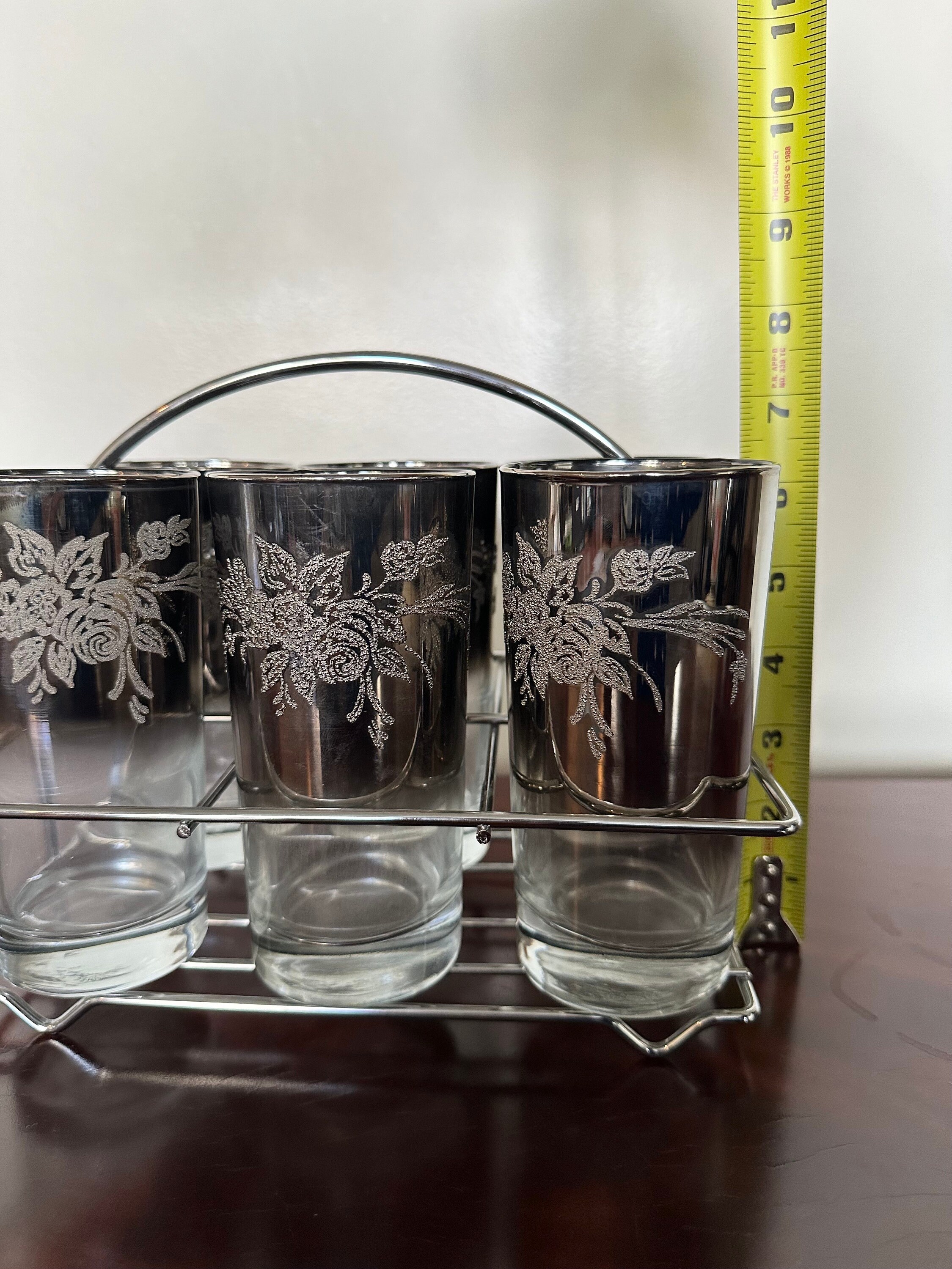 MCM Vitreon Queen’s Lusterware Set of 6 Highball Ombré Silver Glass ...