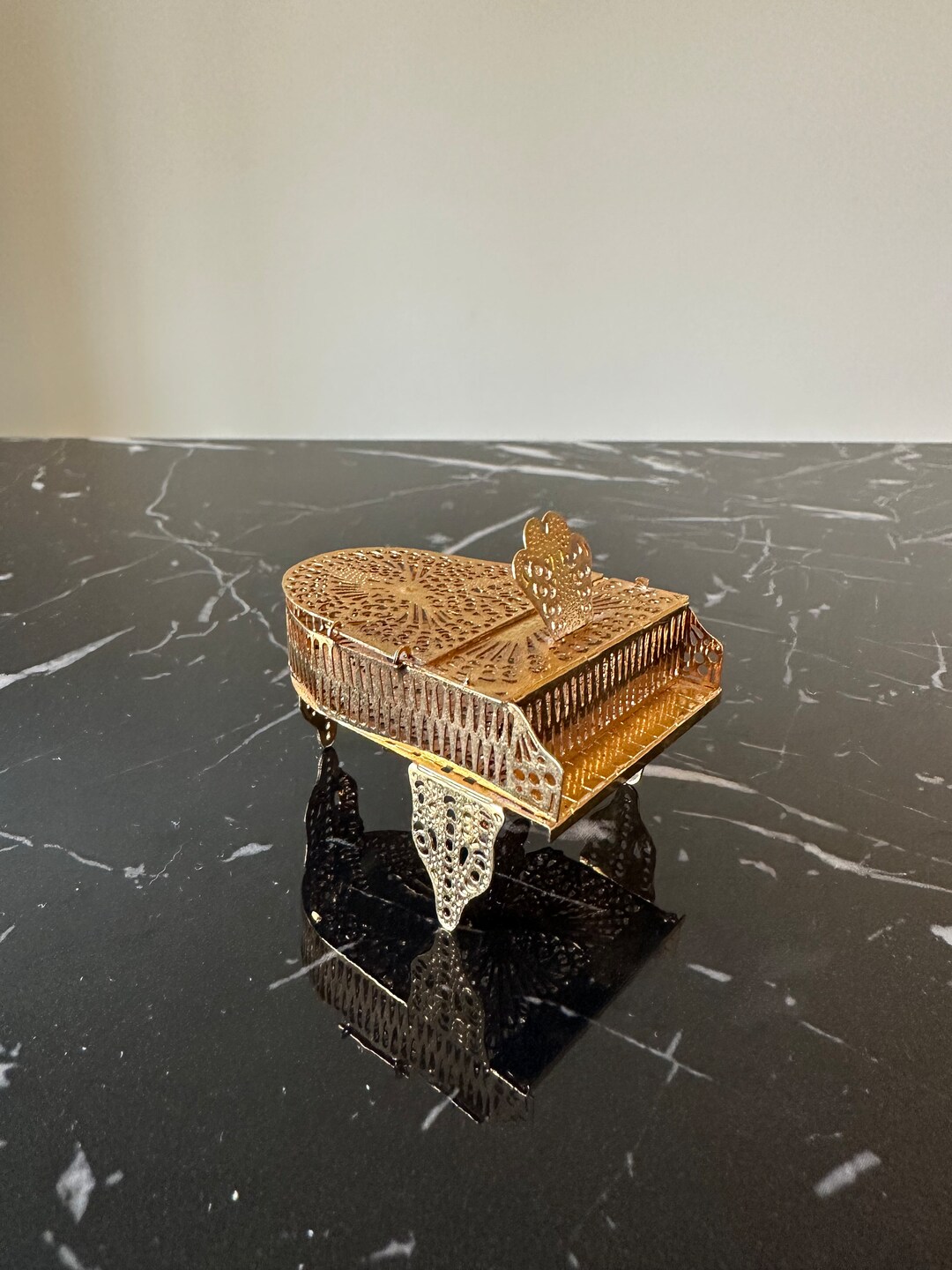 Delicate Laser Cut Filigree Brass Miniature Piano Dollhouse Furniture ...