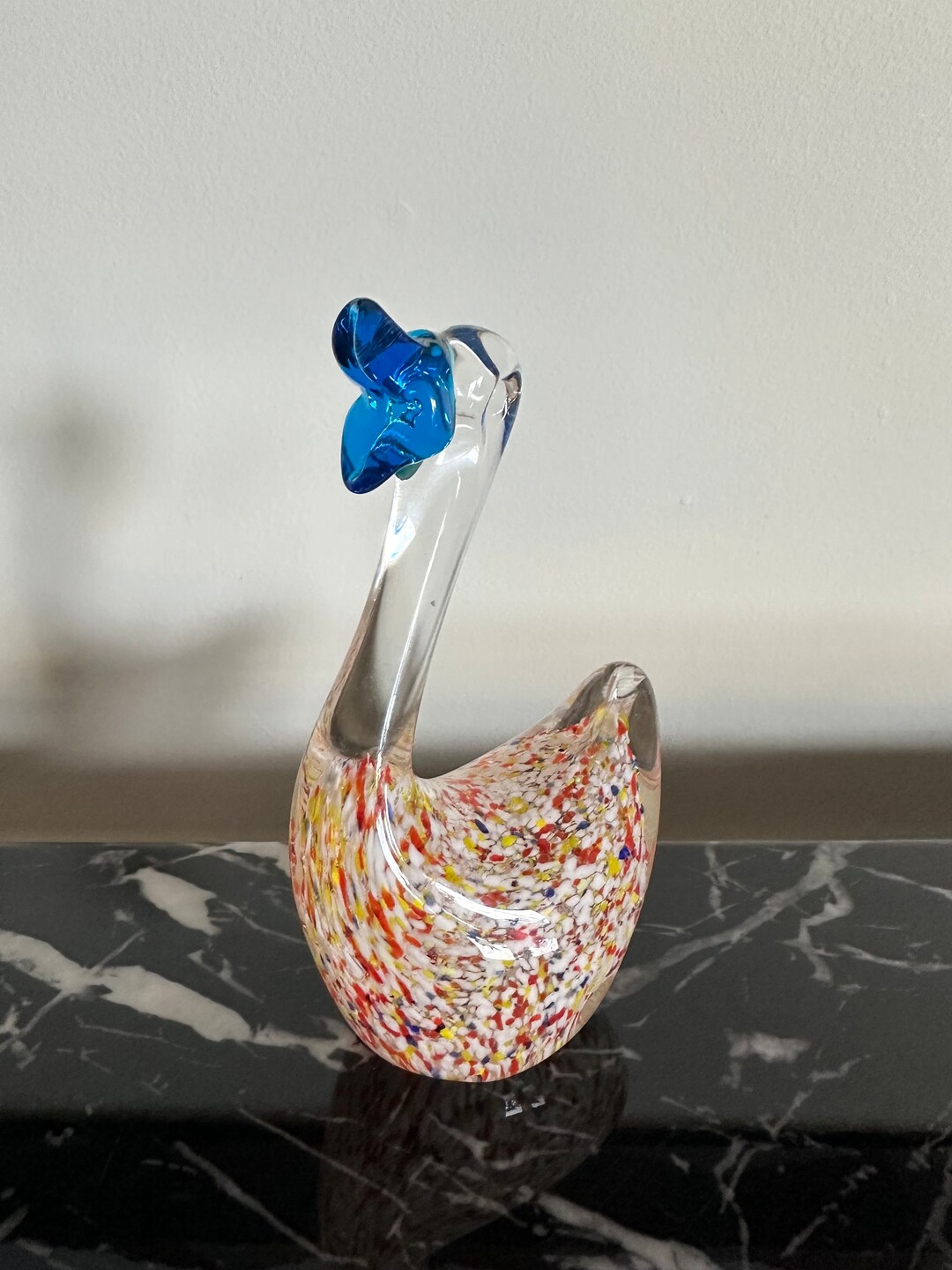 Funky Murano Glass Blue Lip Duck Colourful Paperweight Figure - Etsy