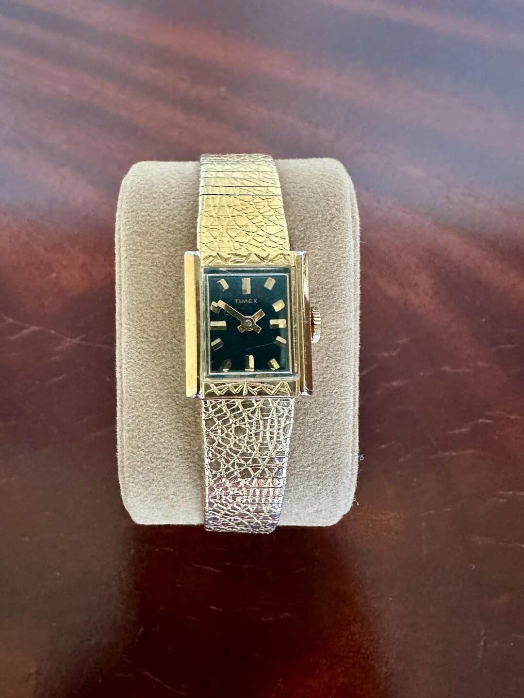 Timex Gold Tank Watch W/ Dark Green Dial Vintage Wind-up - Etsy