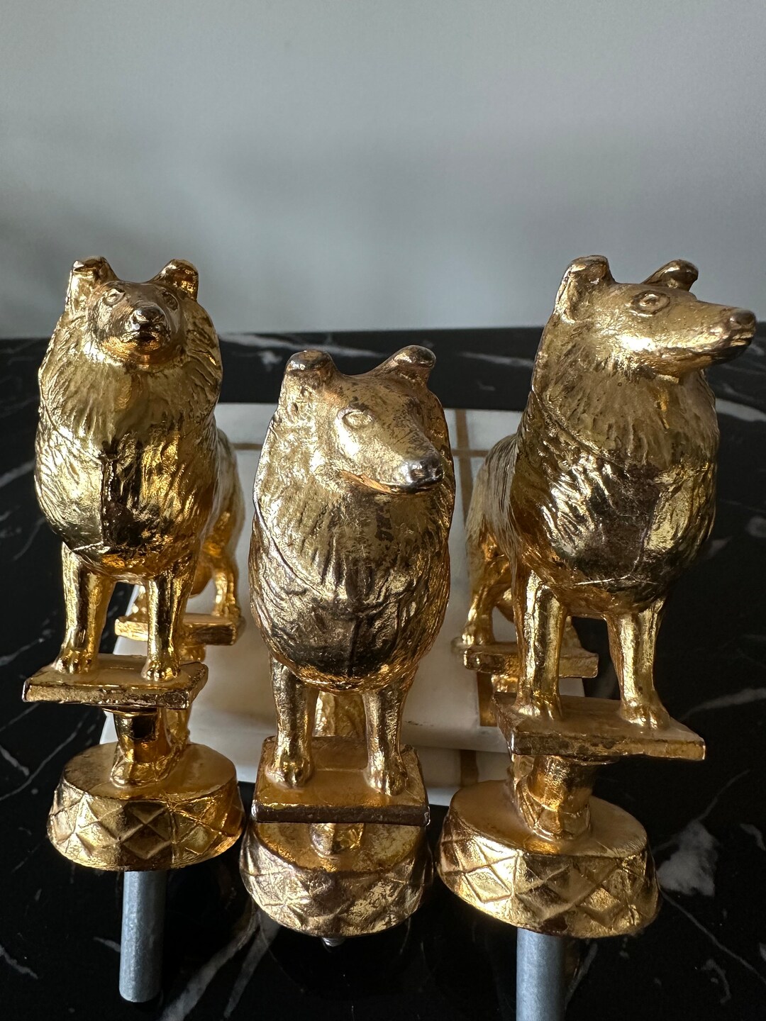 Set of 3 Heavy Gold Dog Trophy Topper/ Screw-on Decor Vintage - Etsy