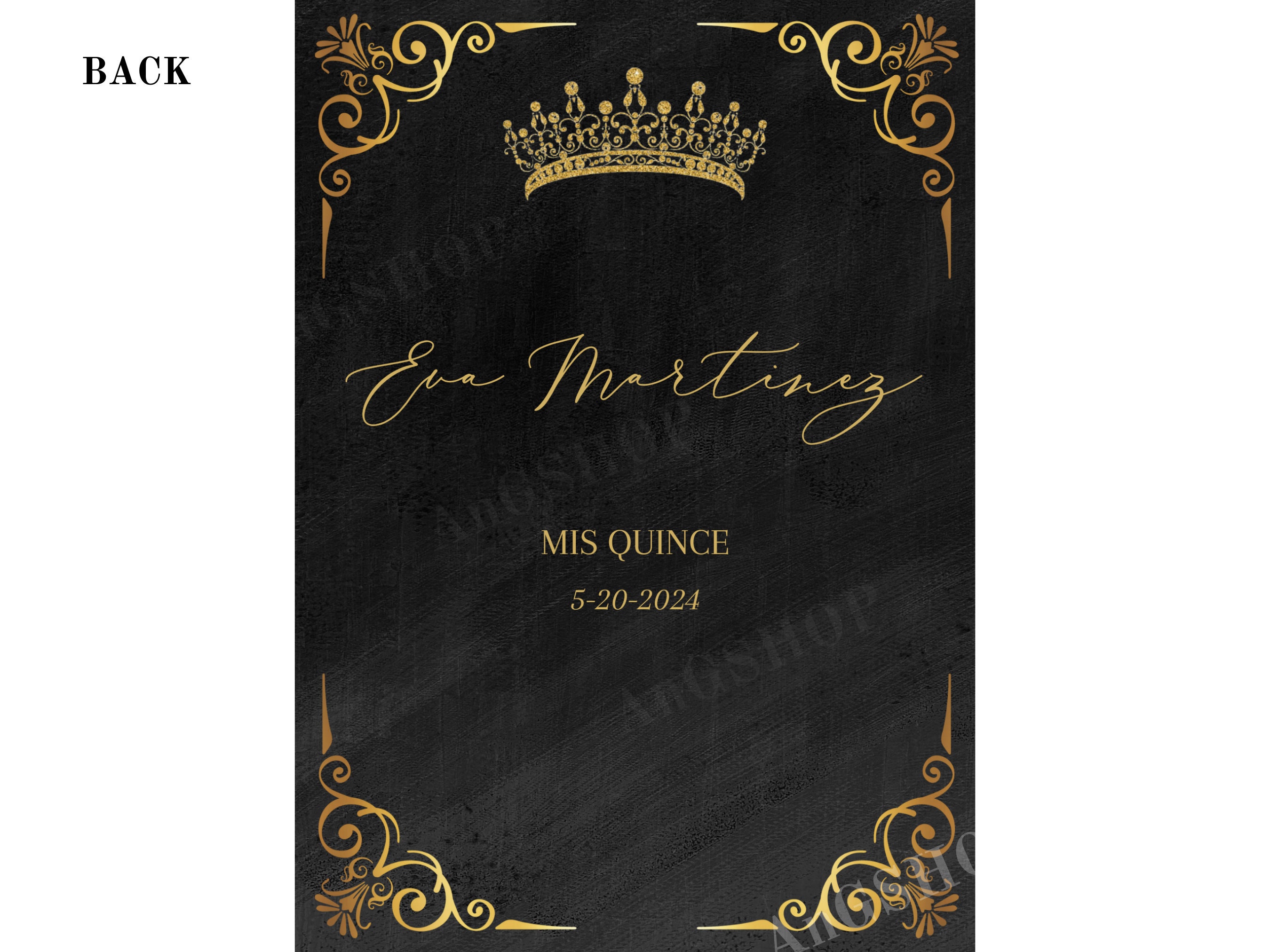 Black and Gold Quinceañera Invitation: Editable Template (digital) - Etsy