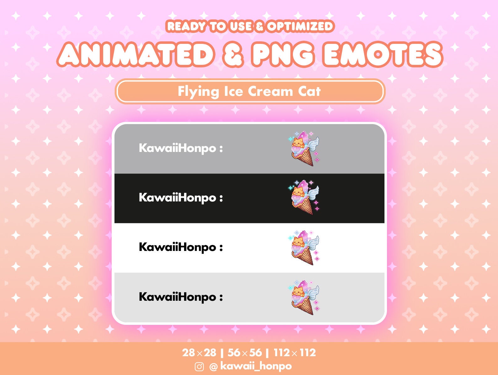 Flying Ice Cream Cat Animated Emote Twitch Youtube Discord Streamer ...
