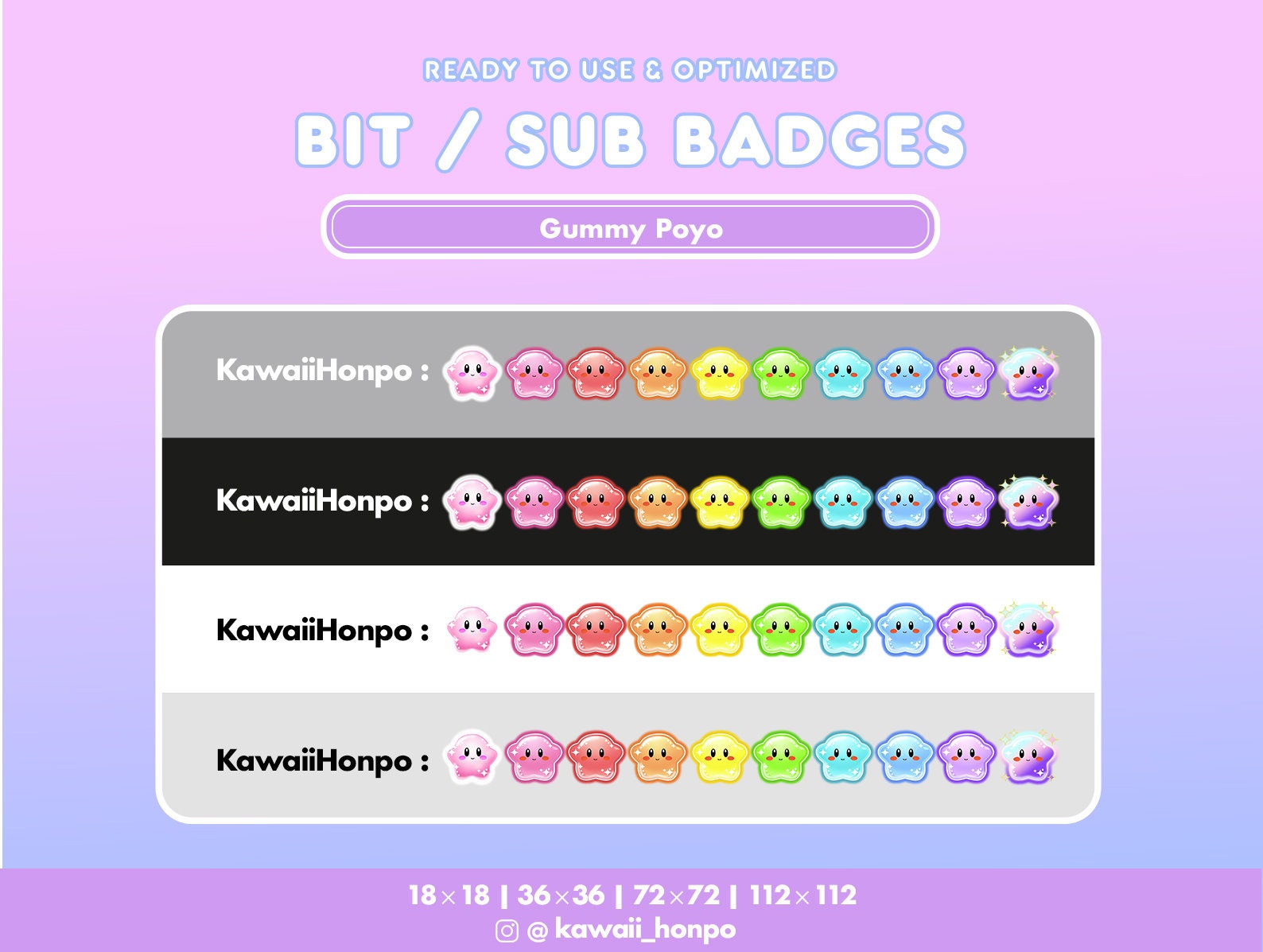 Kawaii Gummy Poyo Sub Bit Badges Twitch Youtube Discord Streamer Badge ...