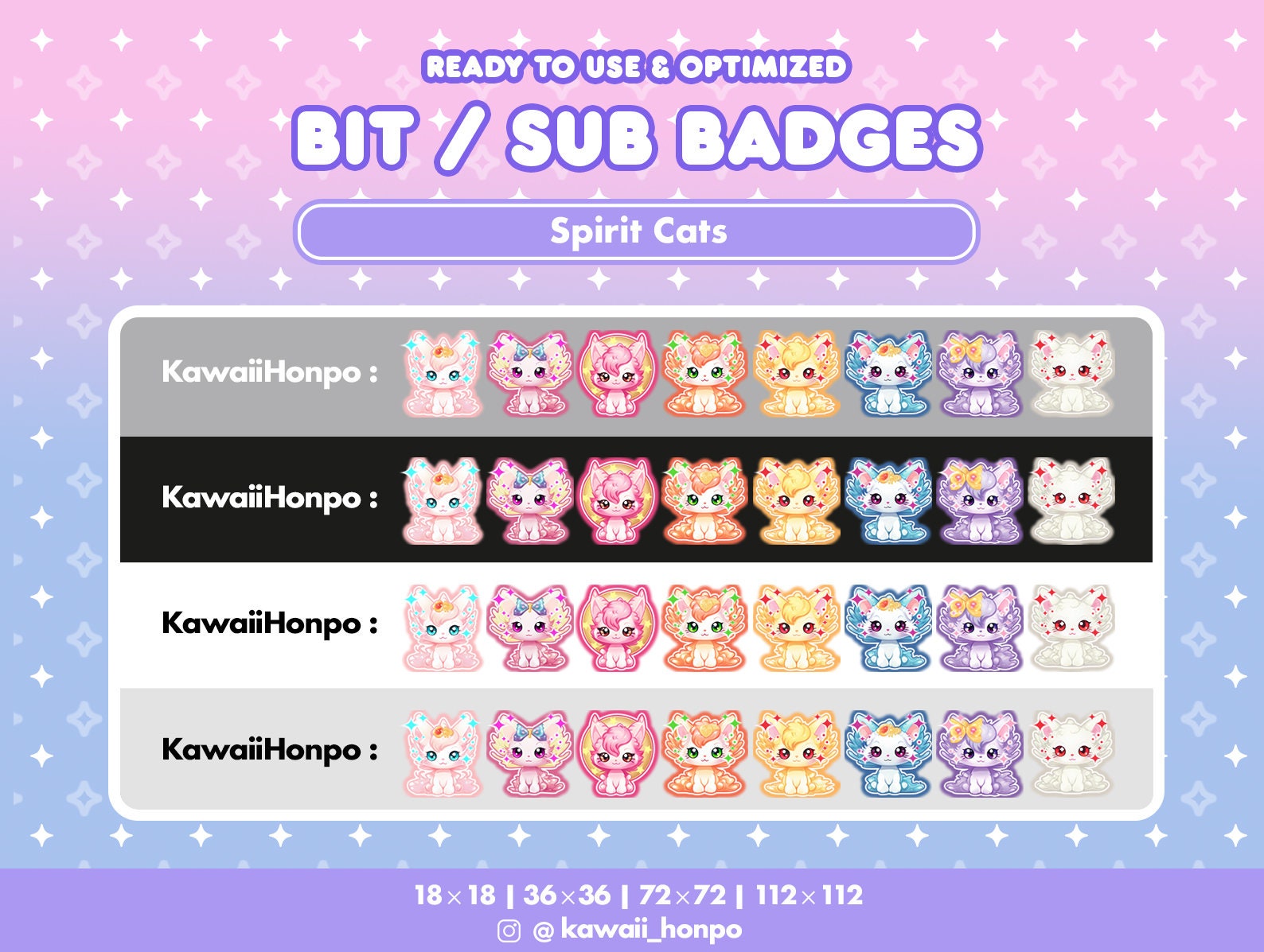 Spirit Cats Sub Bit Badges Twitch Youtube Discord Streamer Badge Cute ...