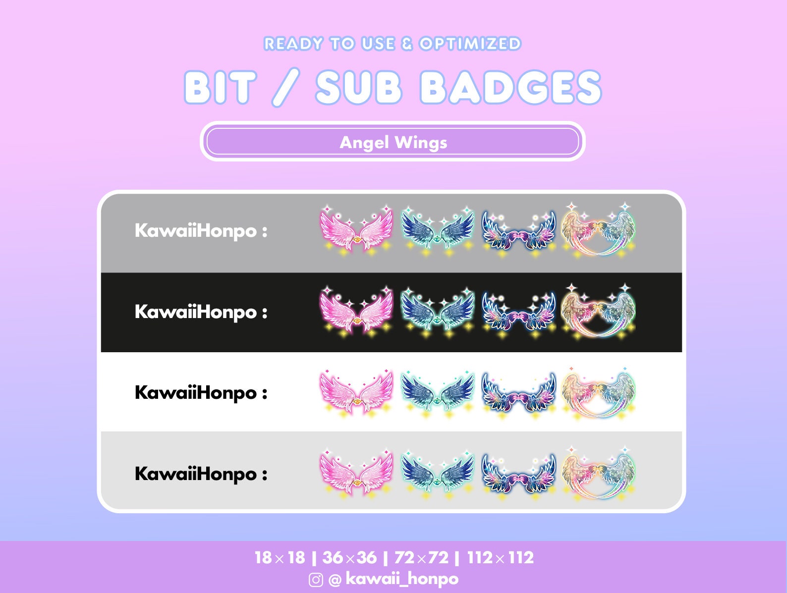 Angel Wings Sub Bit Badges | Twitch Youtube Discord Streamer Badge ...
