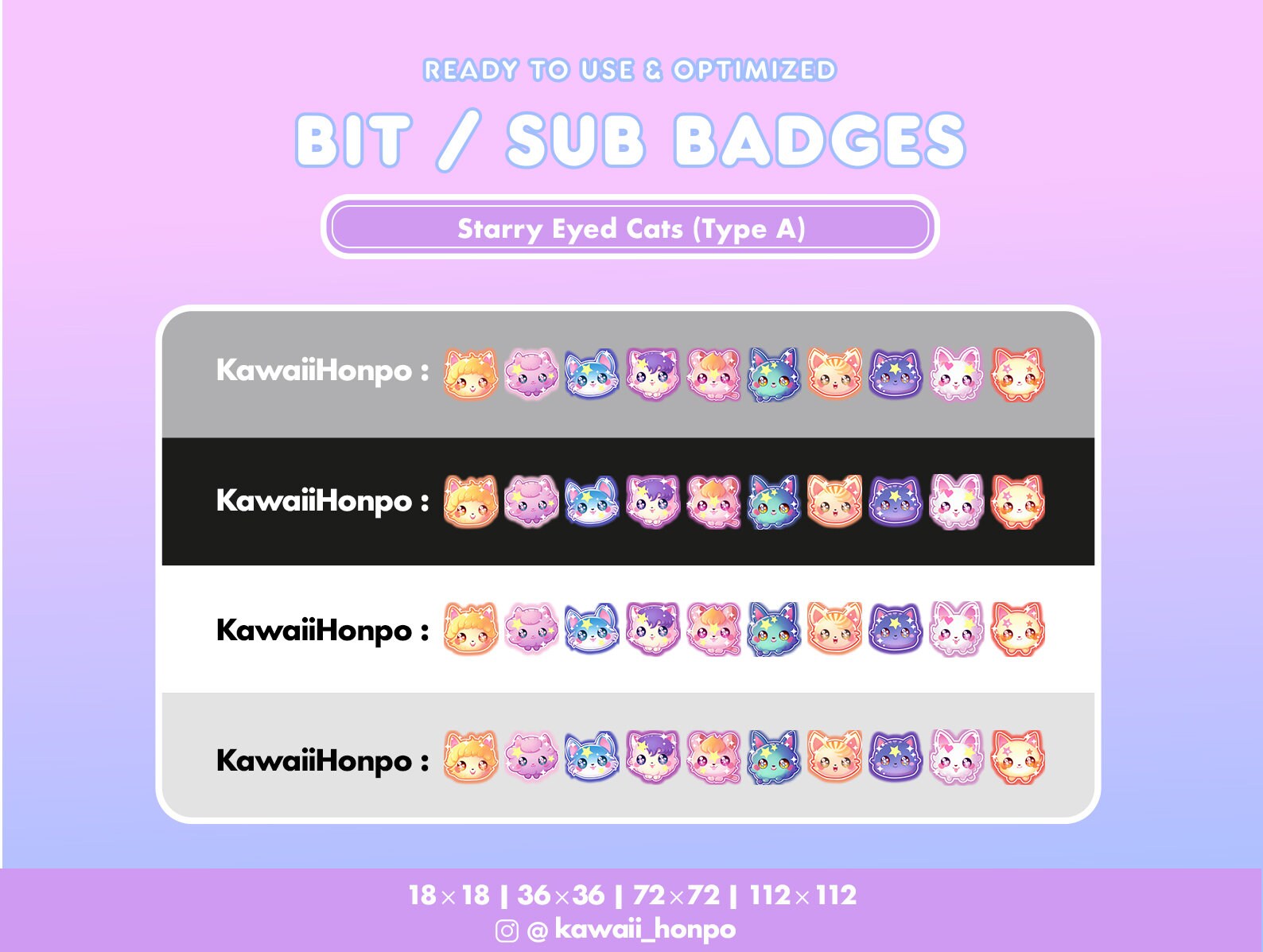 Starry Eyed Cats Sub Bit Badges Twitch Youtube Discord Streamer Badge ...