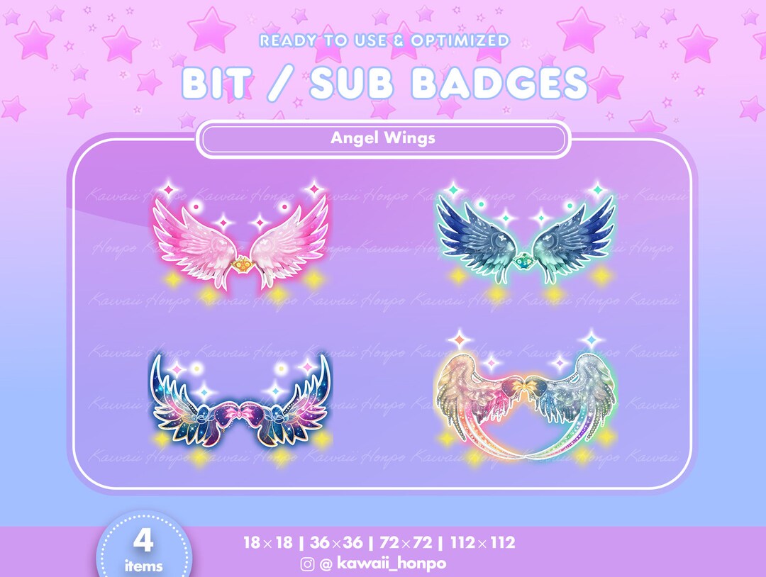 Angel Wings Sub Bit Badges | Twitch Youtube Discord Streamer Badge ...