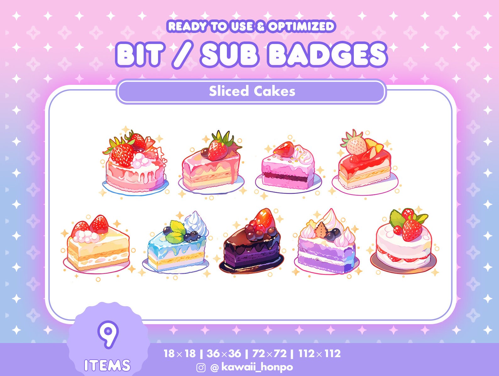 Sliced Cakes Sub Bit Badges Twitch Youtube Discord Streamer Badge Cute ...