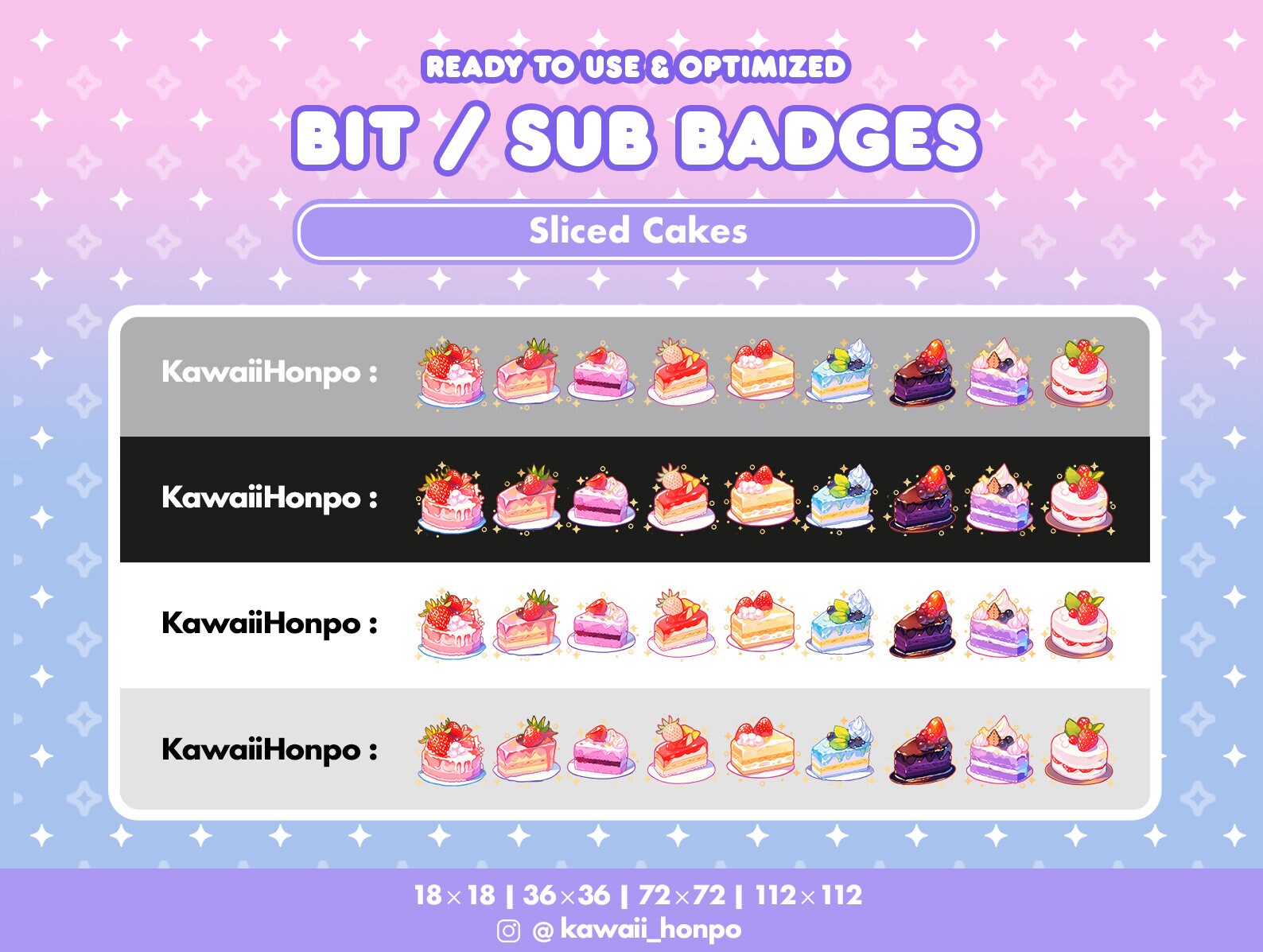Sliced Cakes Sub Bit Badges Twitch Youtube Discord Streamer Badge Cute ...