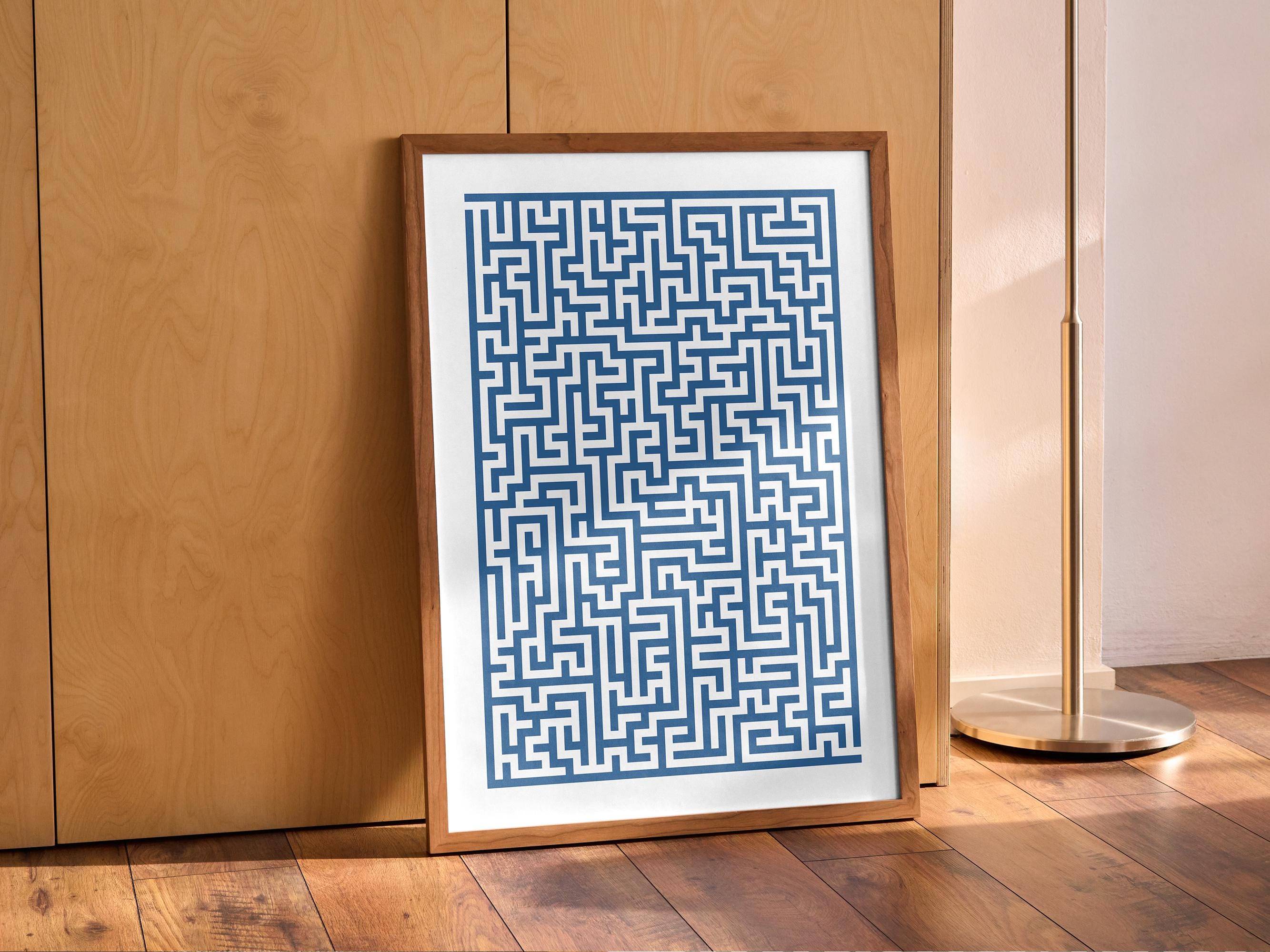 Solvable Maze Print, Modern Wall Art, Geometric Puzzle, Abstract ...