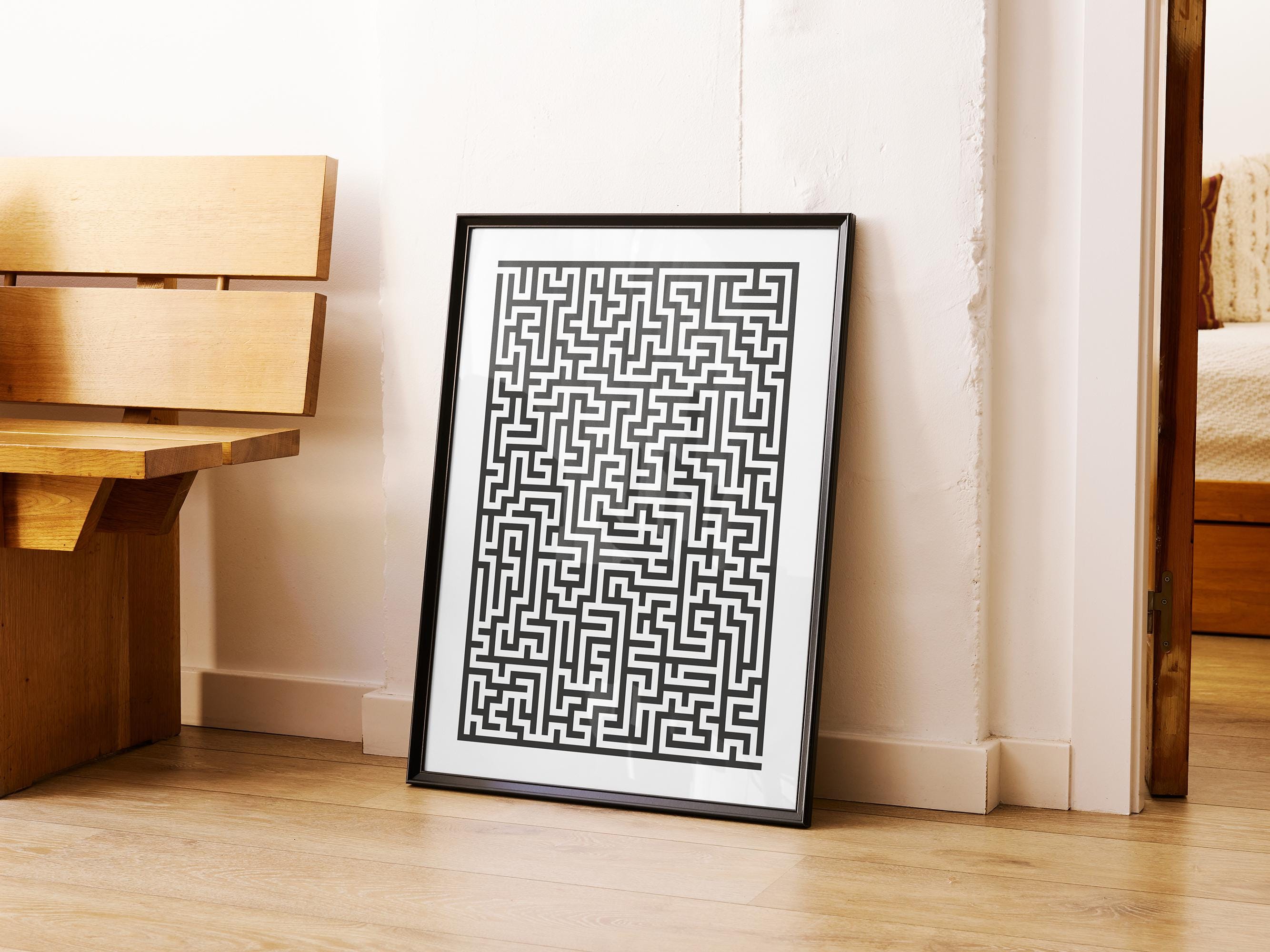 Solvable Maze Print, Modern Wall Art, Geometric Puzzle, Abstract ...
