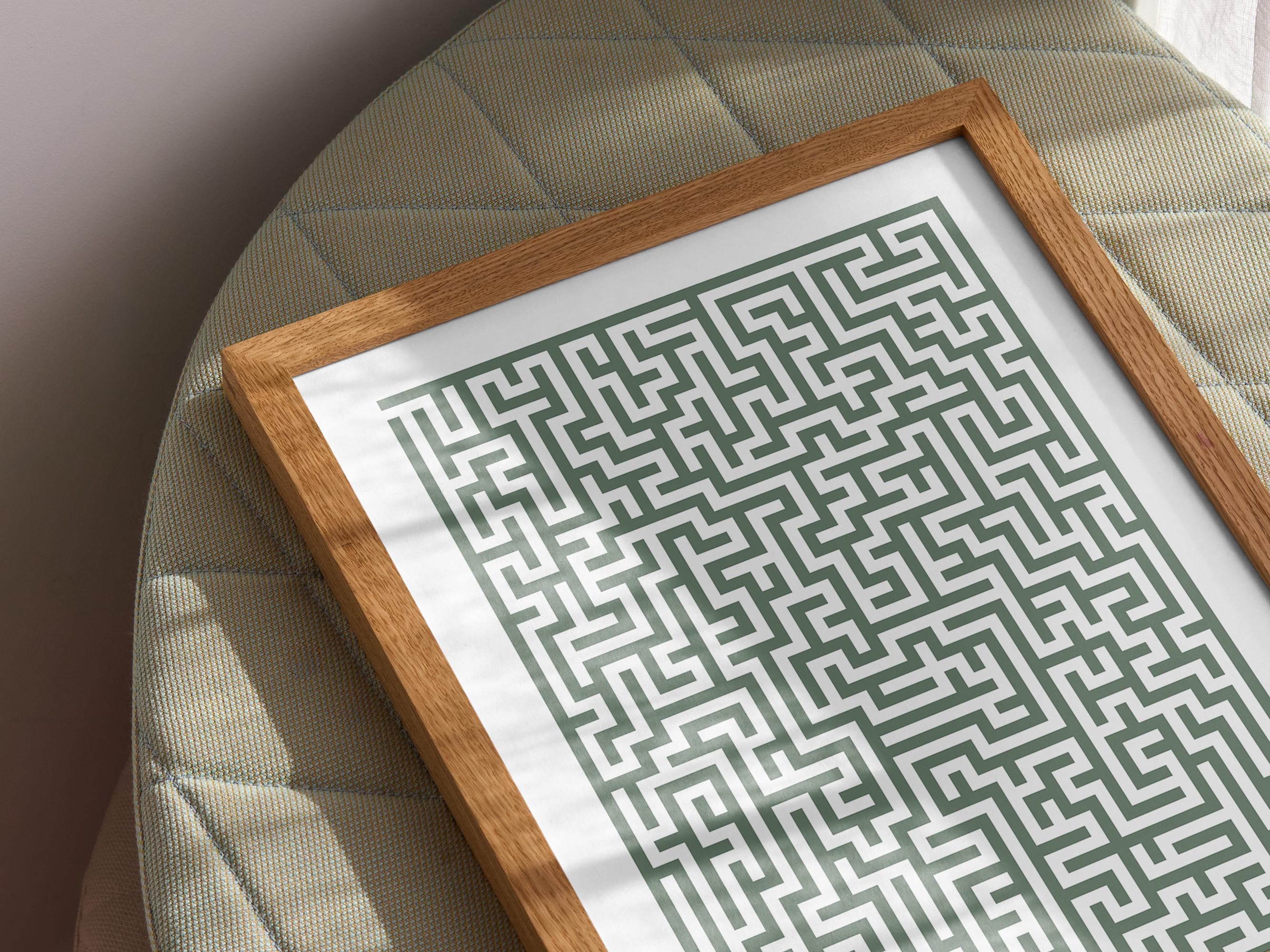 Solvable Maze Print, Modern Wall Art, Geometric Puzzle, Abstract ...