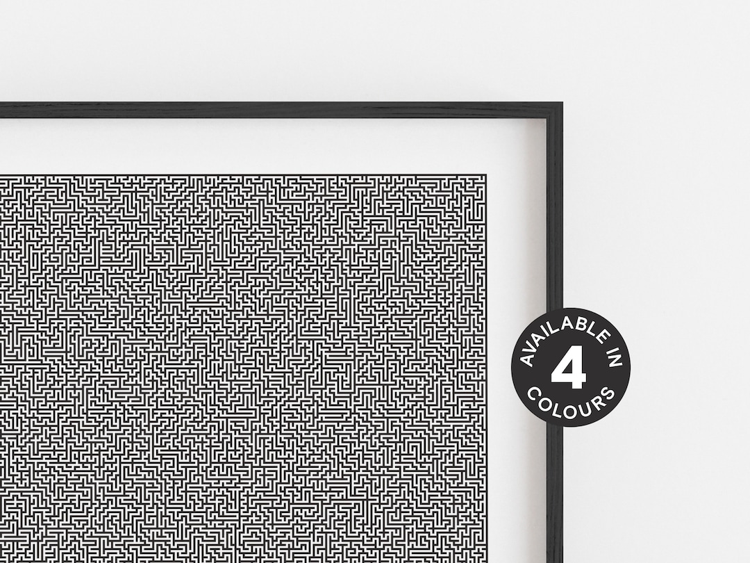 Solvable Maze Print, Modern Wall Art, Geometric Puzzle, Abstract ...