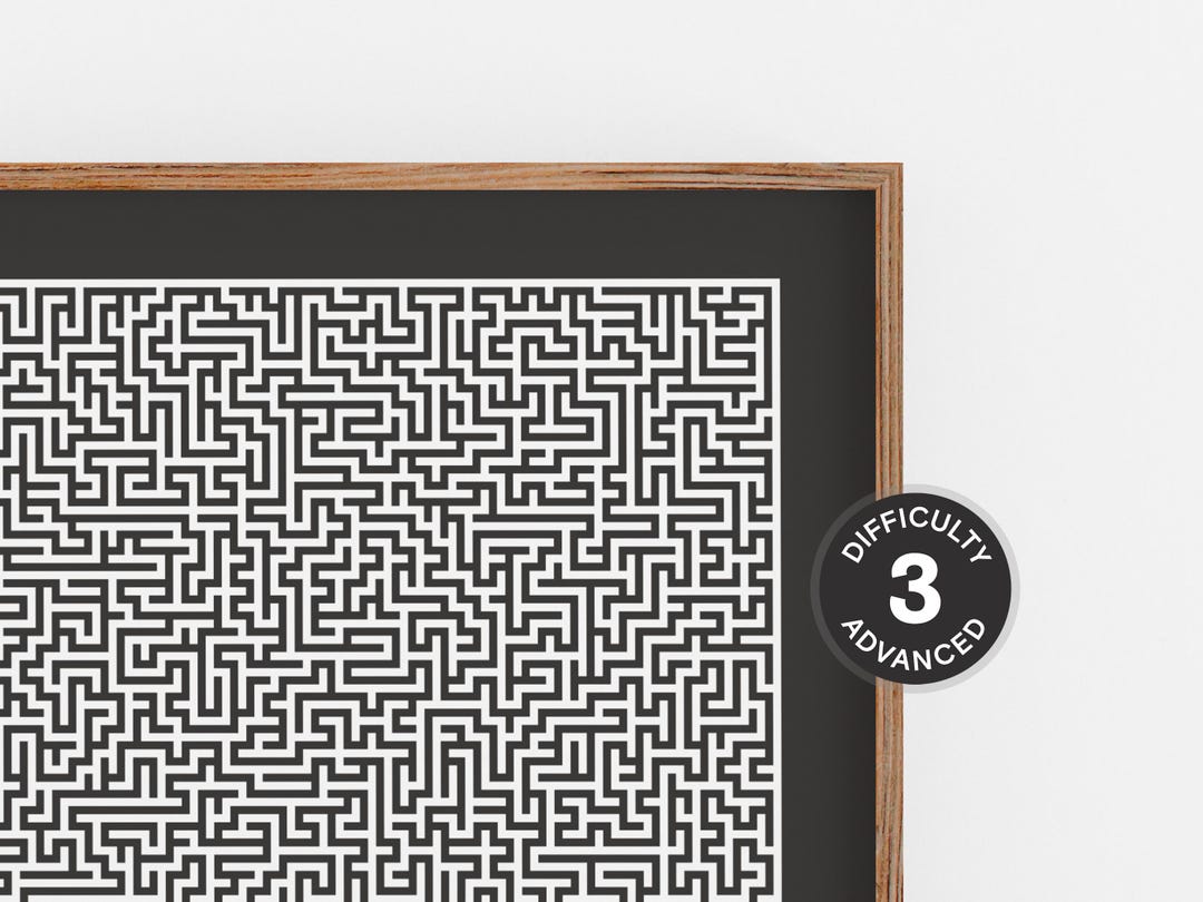 Solvable Maze Print, Modern Wall Art, Geometric Puzzle, Abstract ...