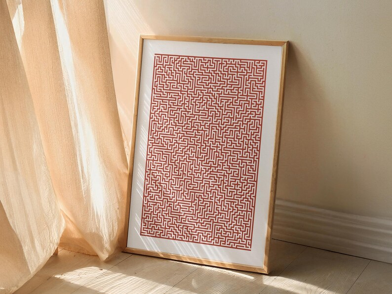 Solvable Maze Print, Modern Wall Art, Geometric Puzzle, Abstract ...