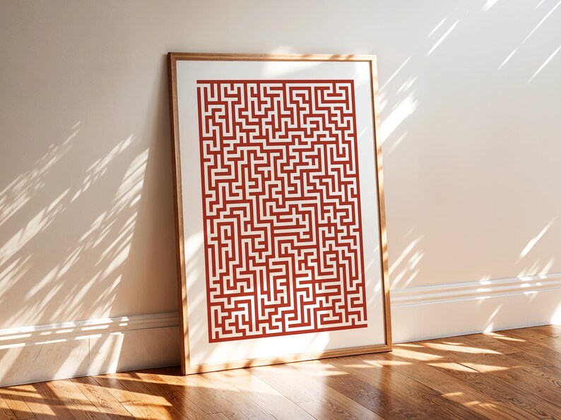 Solvable Maze Print, Modern Wall Art, Geometric Puzzle, Abstract ...