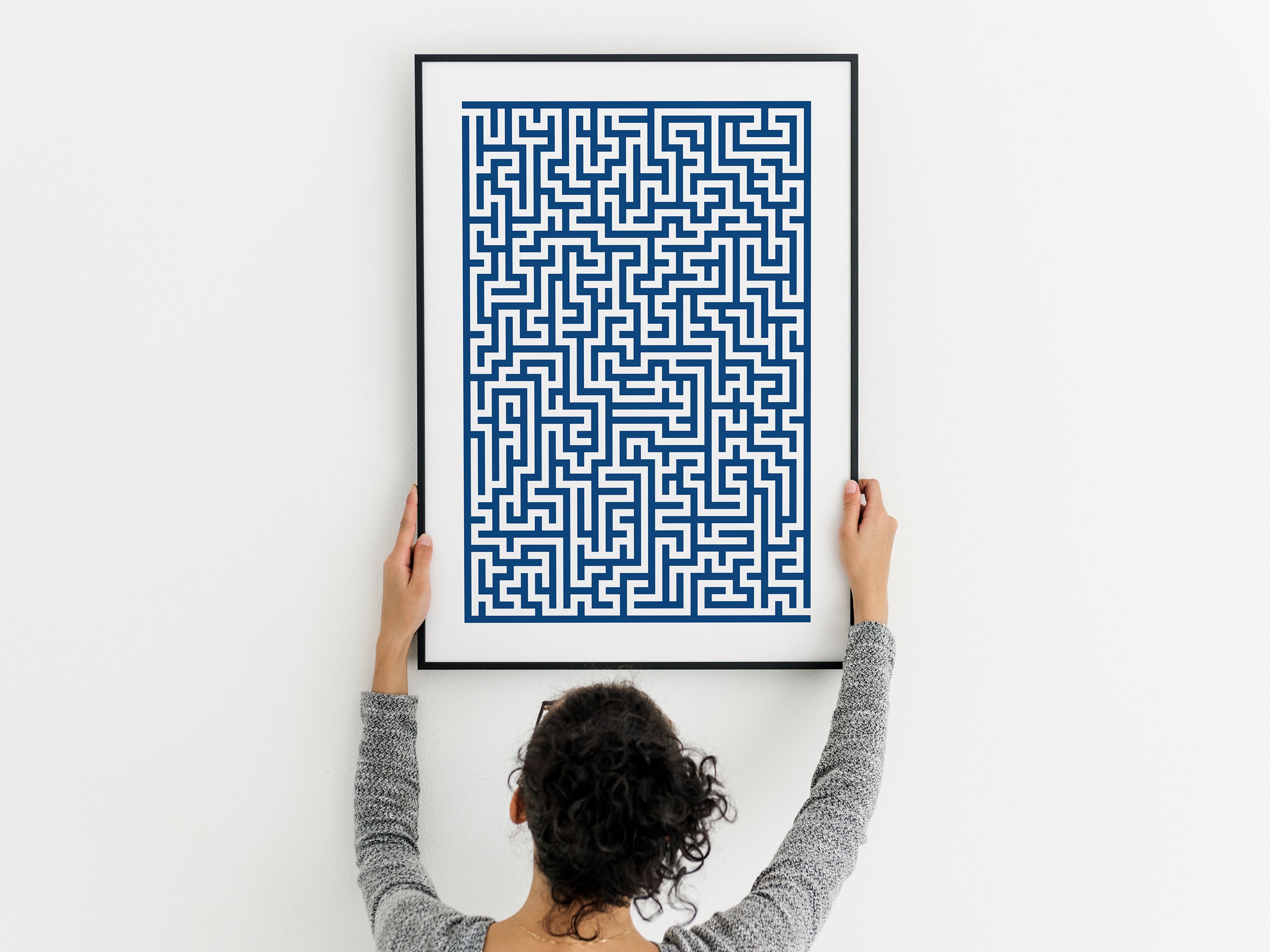 Solvable Maze Print, Modern Wall Art, Geometric Puzzle, Abstract ...