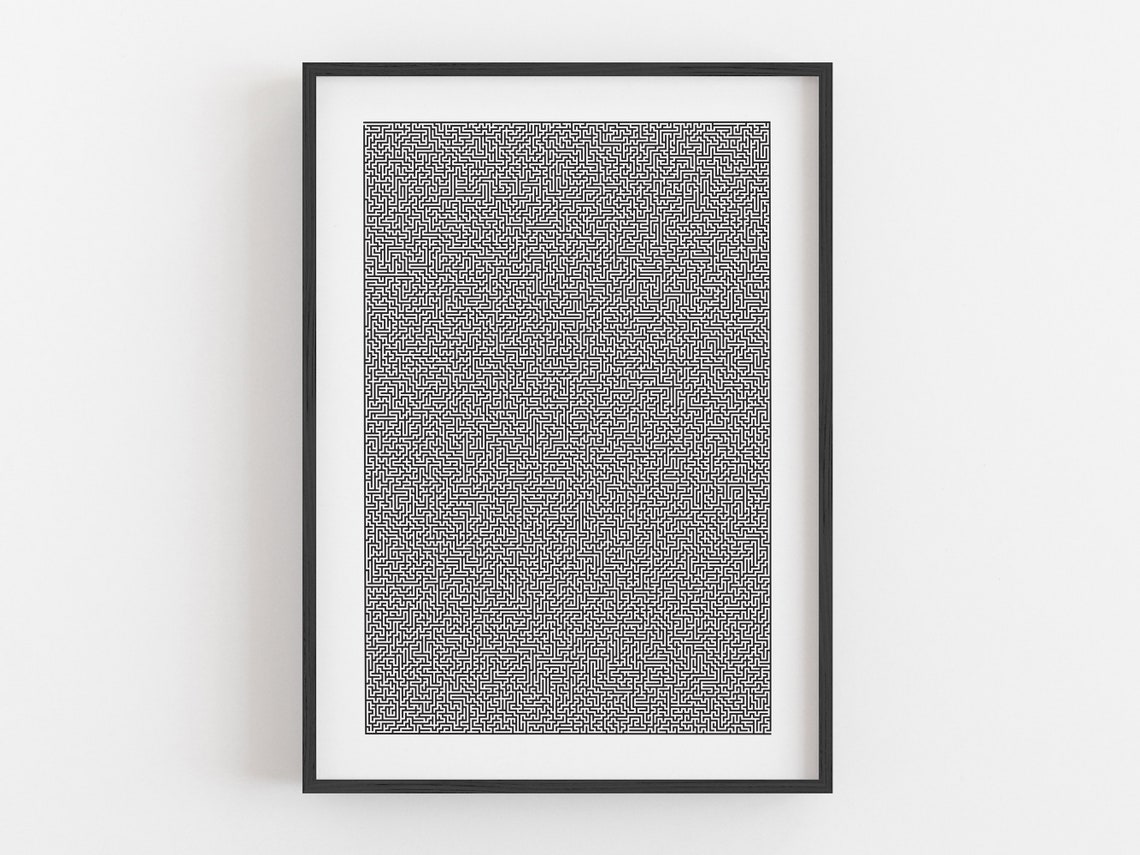Solvable Maze Print, Modern Wall Art, Geometric Puzzle, Abstract ...