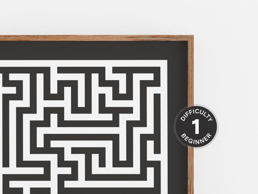 Solvable Maze Print, Modern Wall Art, Geometric Puzzle, Abstract ...