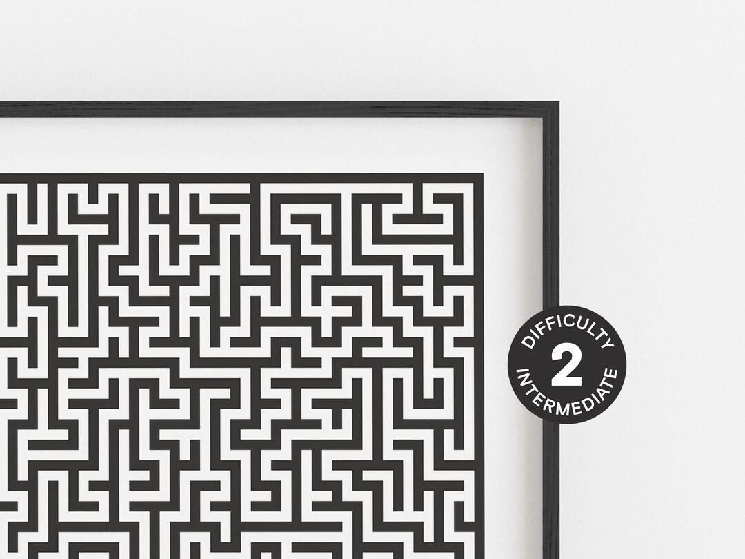 Solvable Maze Print, Modern Wall Art, Geometric Puzzle, Abstract ...