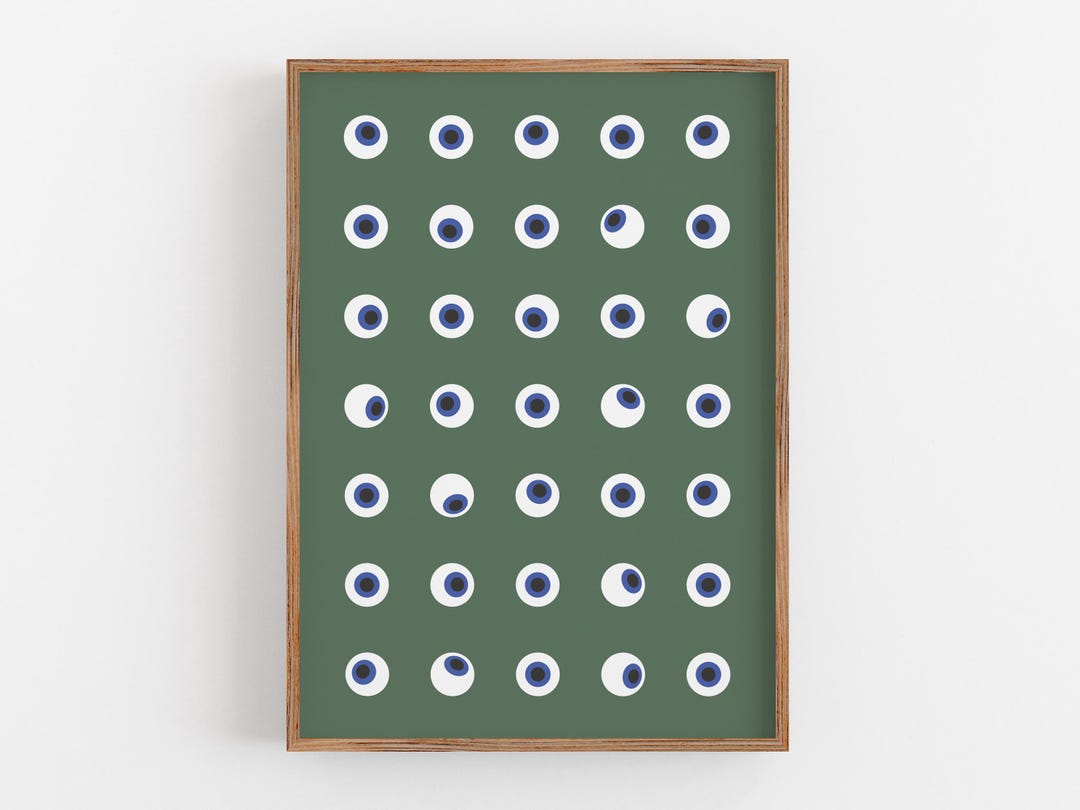 Googly Eyes Print, Funny Wall Art, Green Eye Poster, Modern Decor ...