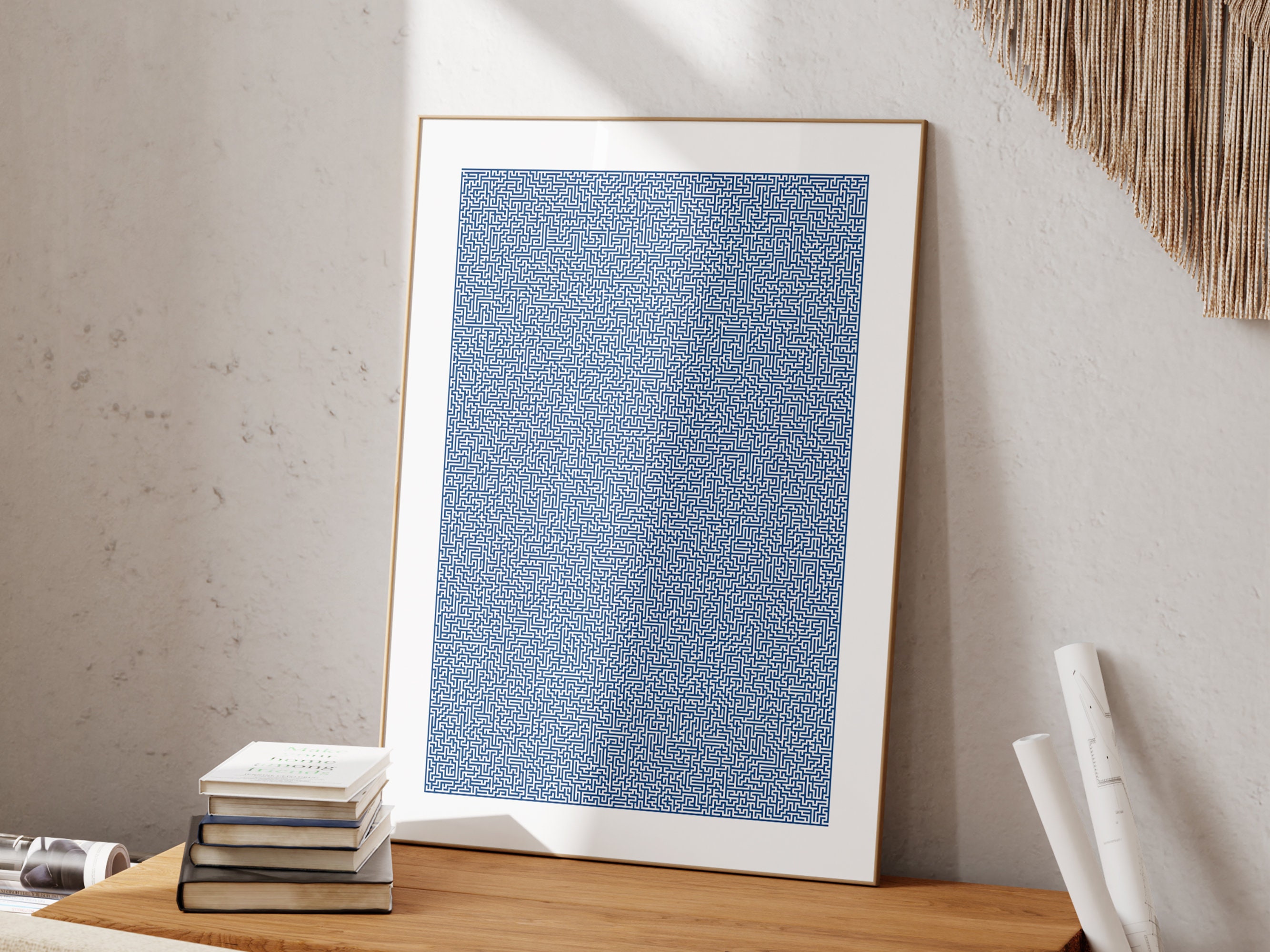 Solvable Maze Print, Modern Wall Art, Geometric Puzzle, Abstract ...