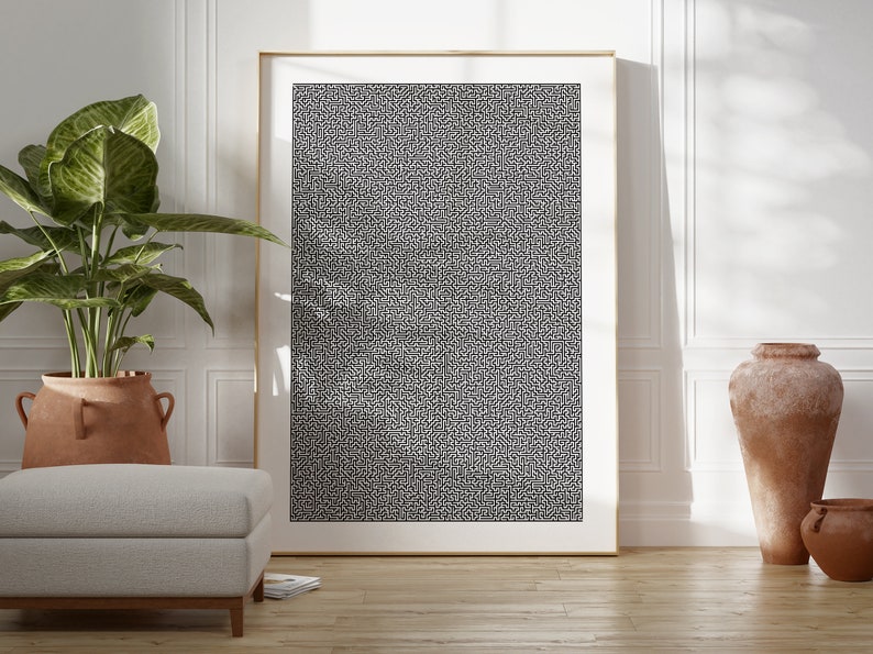 Solvable Maze Print, Modern Wall Art, Geometric Puzzle, Abstract ...