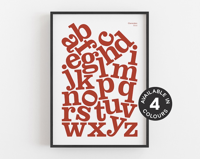 Alphabet Print, Typography Wall Art, Typeface Poster, Funky Type Print ...