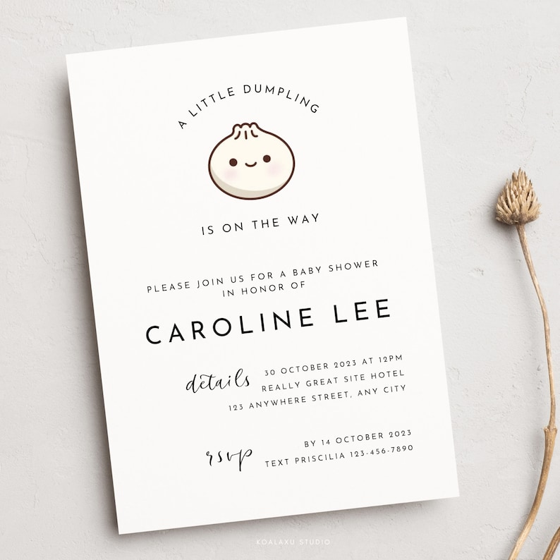 Dumpling Theme Baby Shower Invitation Template, Little Dumpling is on ...