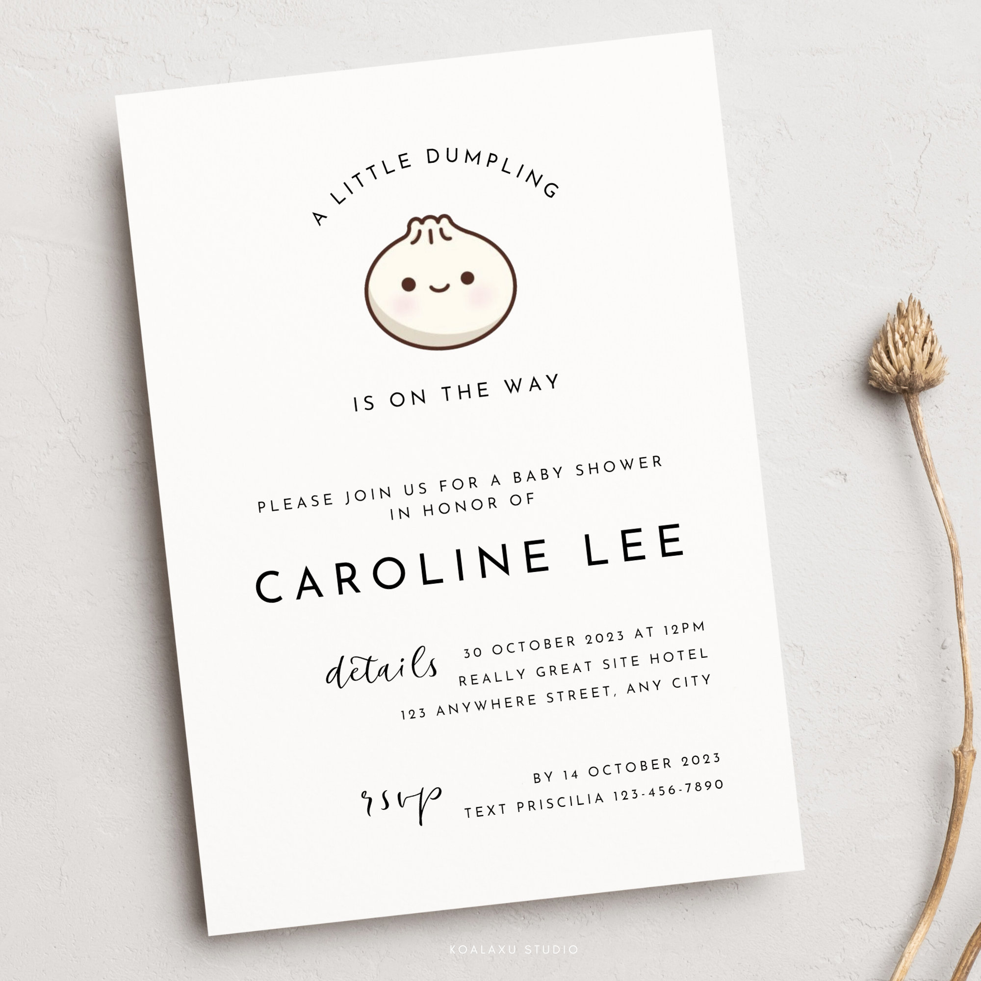 Dumpling Theme Baby Shower Invitation Template, Little Dumpling is on ...