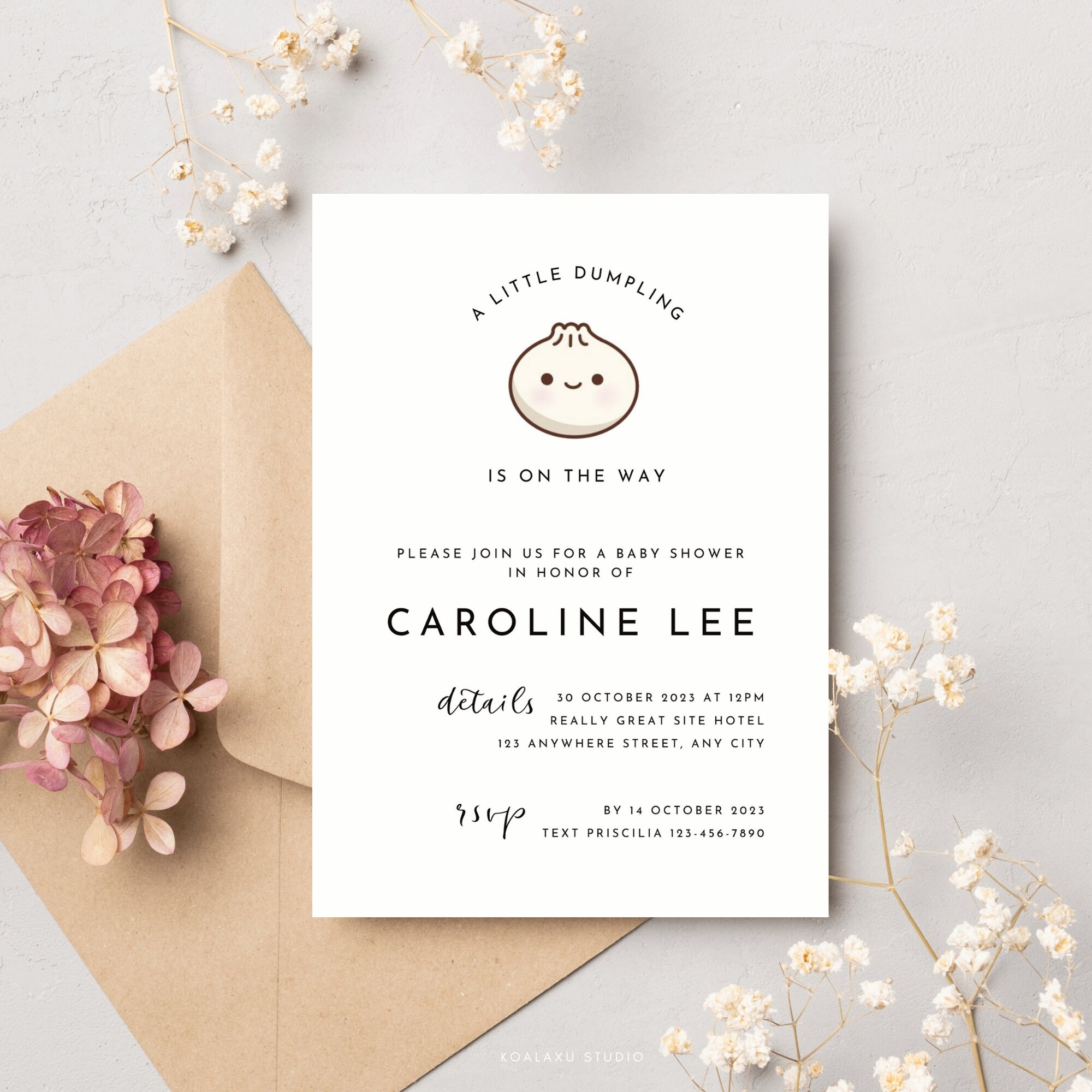Dumpling Theme Baby Shower Invitation Template, Little Dumpling is on ...