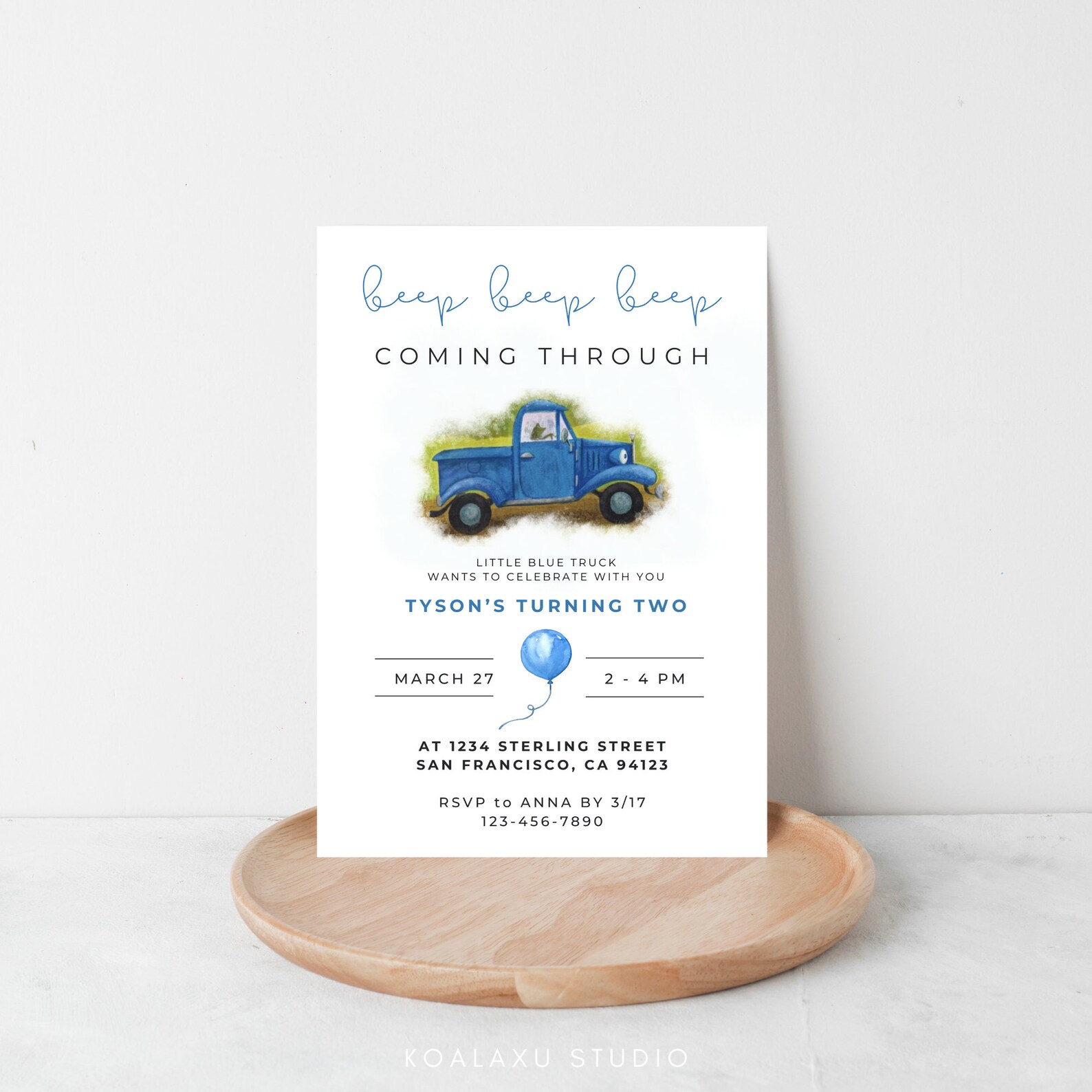 Little Blue Truck Birthday Invitation, Blue Truck Party, Editable, Customized Invite, Printable ...