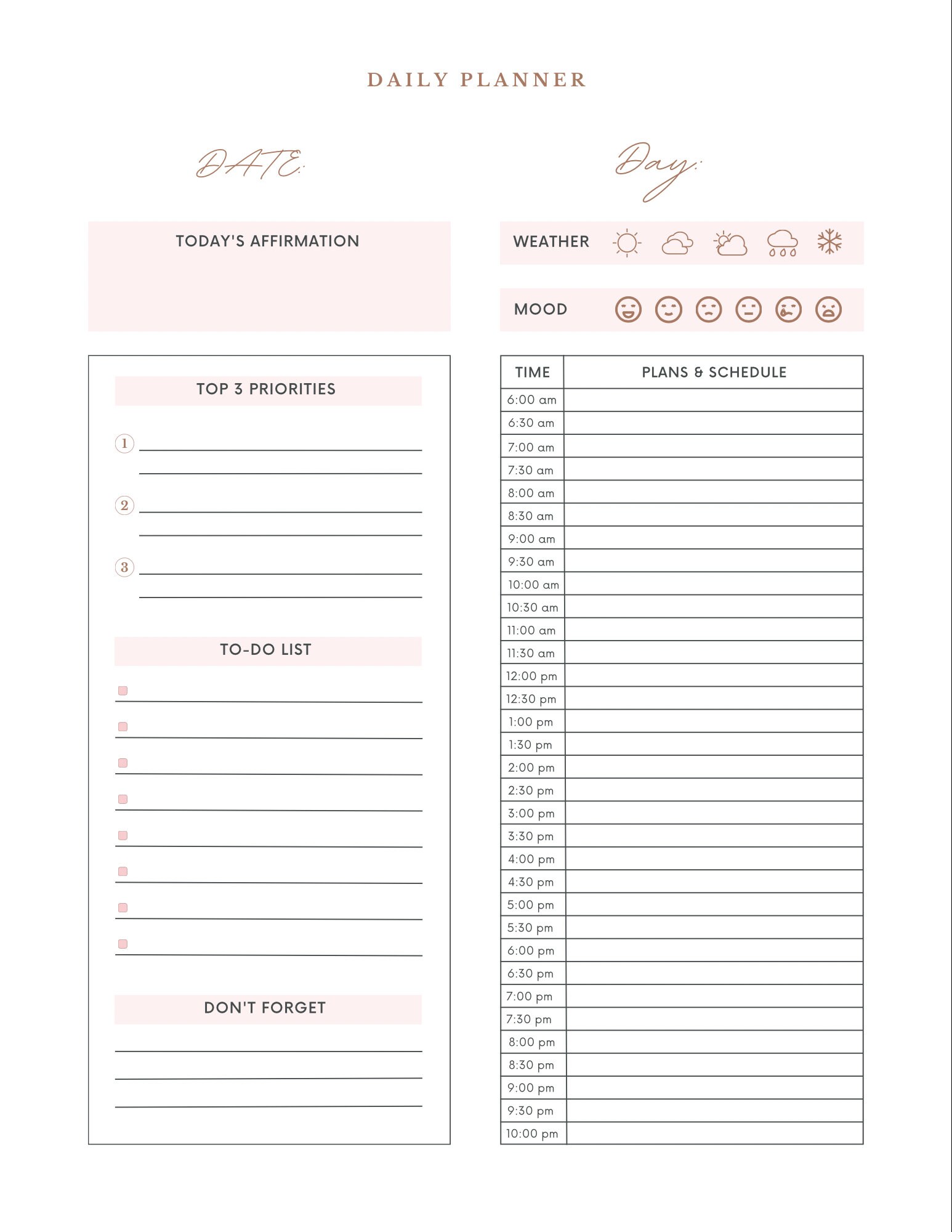 Digital Download Daily Planner - Etsy