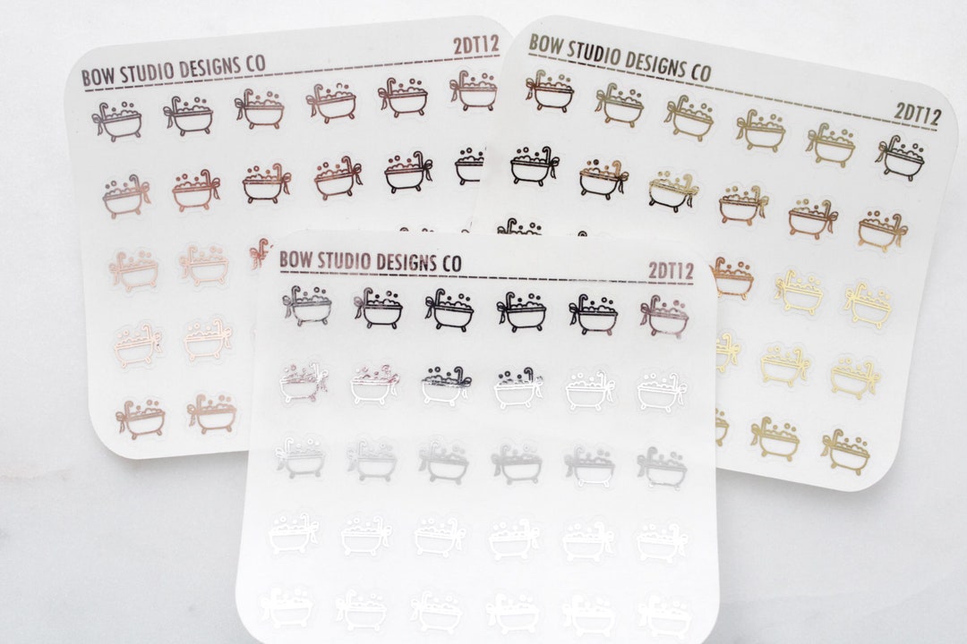 Foiled Bath Stickers, Bath Stickers, Foiled Planner Stickers, Planner ...