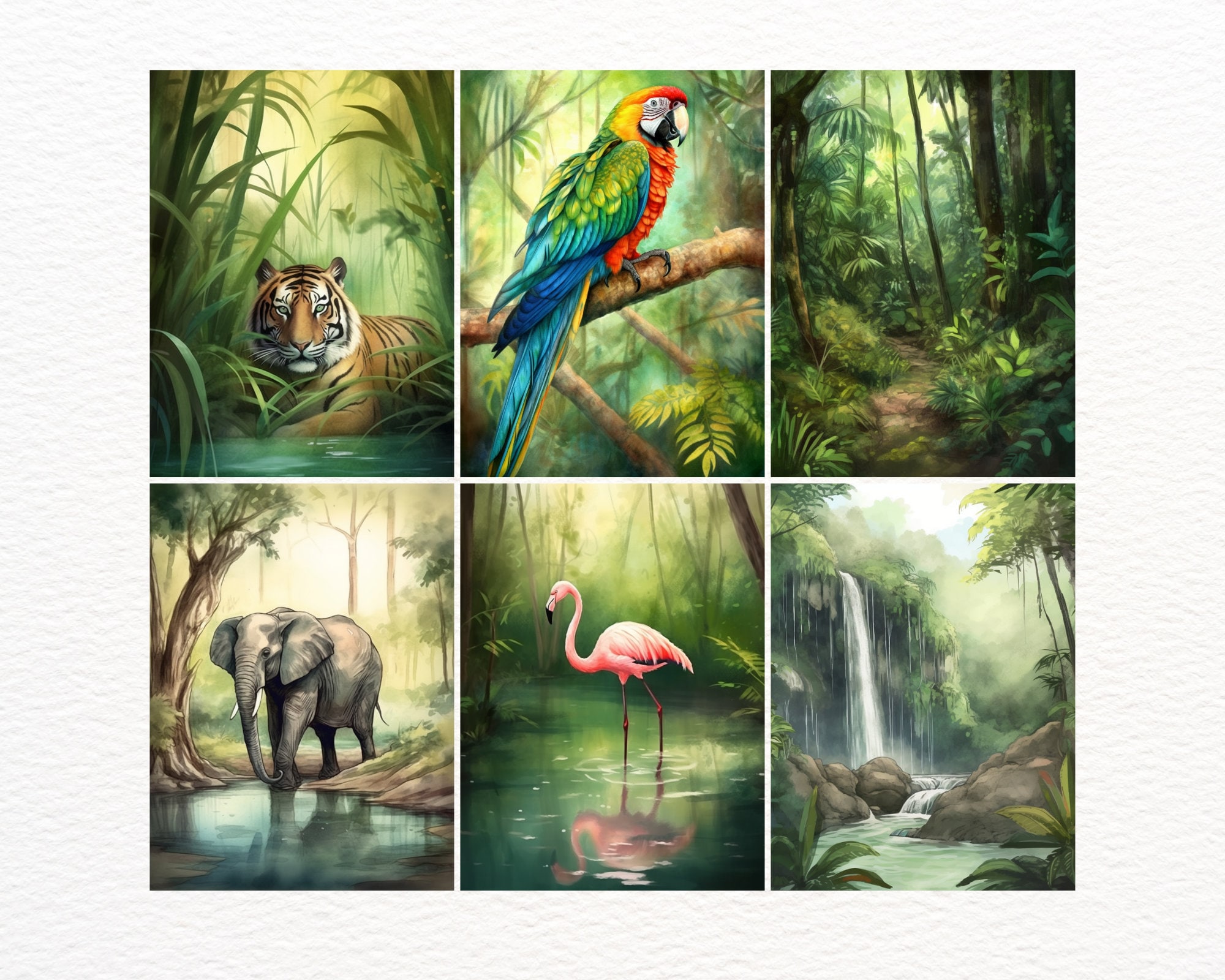 Jungle Scenes Watercolor Jungle Clipart Digital Jungle Art - Etsy Australia