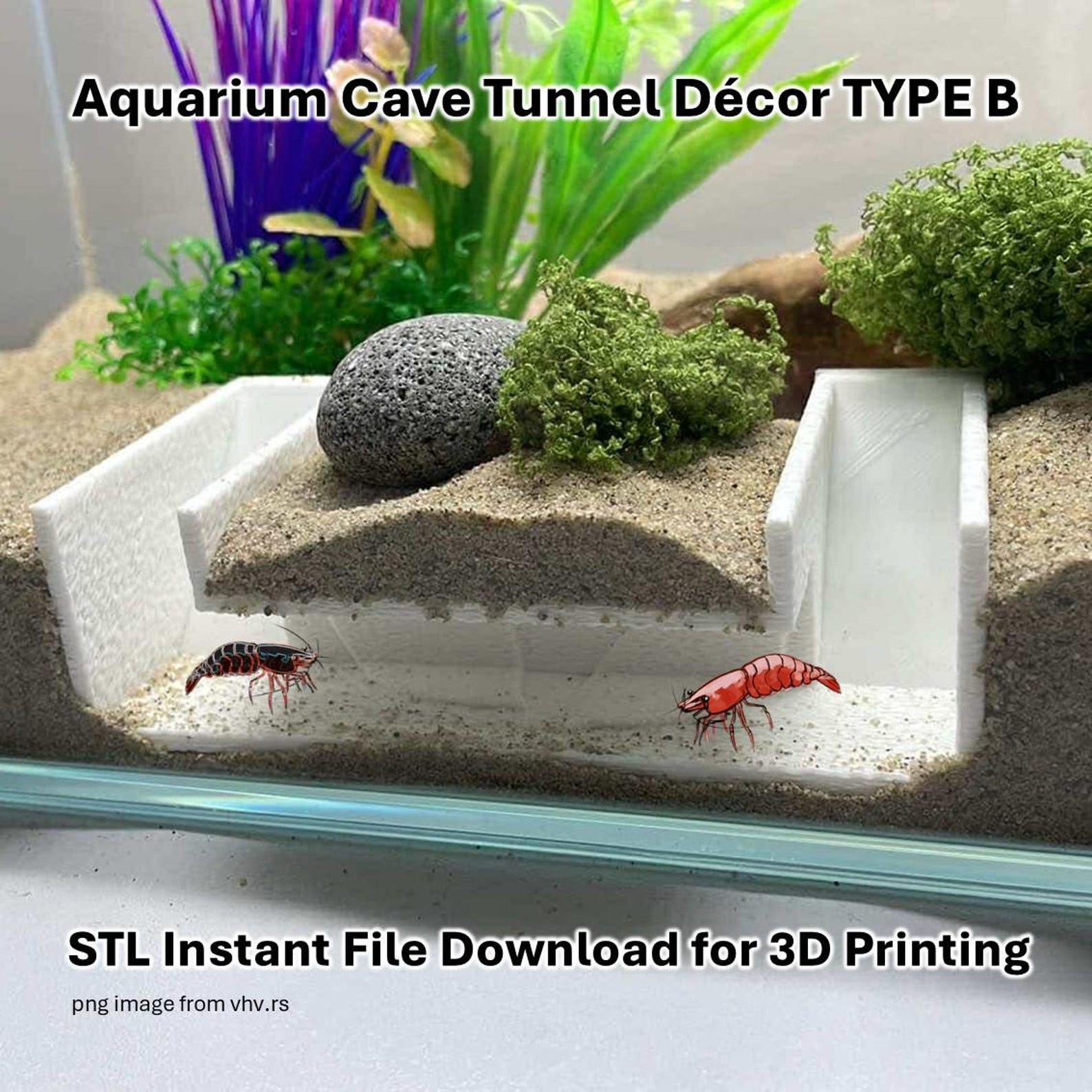 Aquarium Cave Tunnel Decor [TYPE B] Digital STL Files for 3D Printers to Print Your Own Aquarium ...