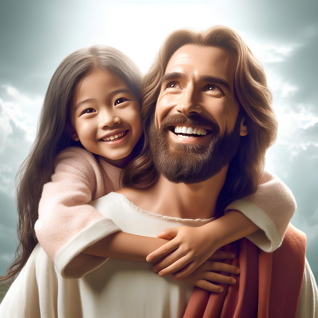 Jesus Christ Carrying a Child Digital Print JPG | Jesus With a Child ...