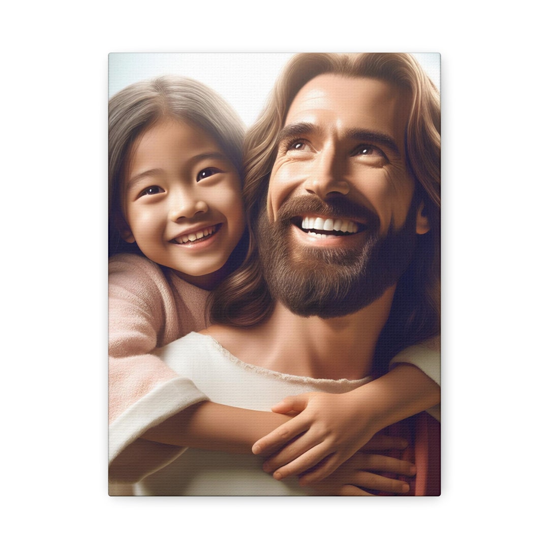 Jesus Christ Carrying a Child Canvas Christian Artwork Christian Wall ...