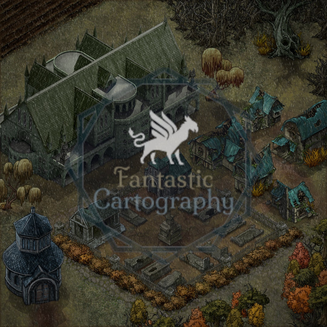 Cursed Town Fantasy Battlemap Bundle (5-pack, With and Without Grids ...