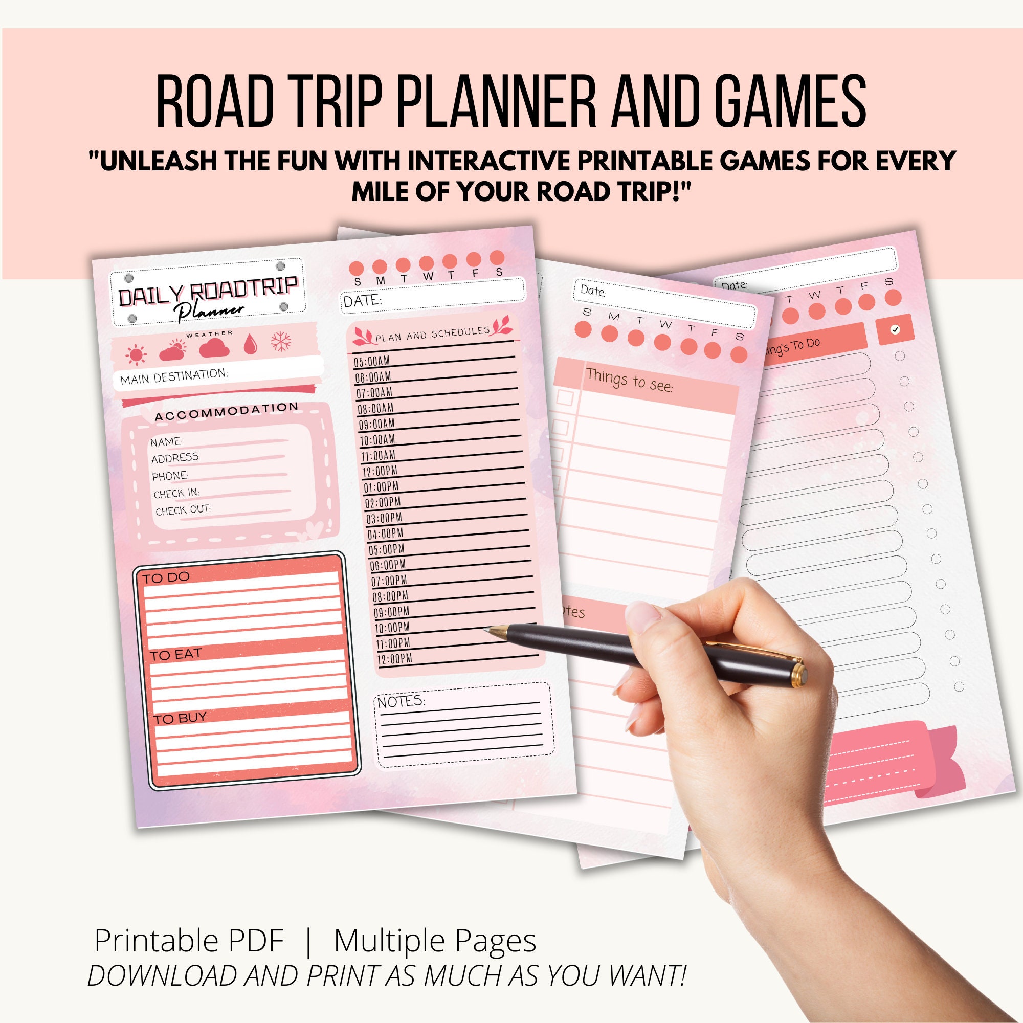 Ultimate Road Trip Planner & Printable Games:fun Activities, Maps ...