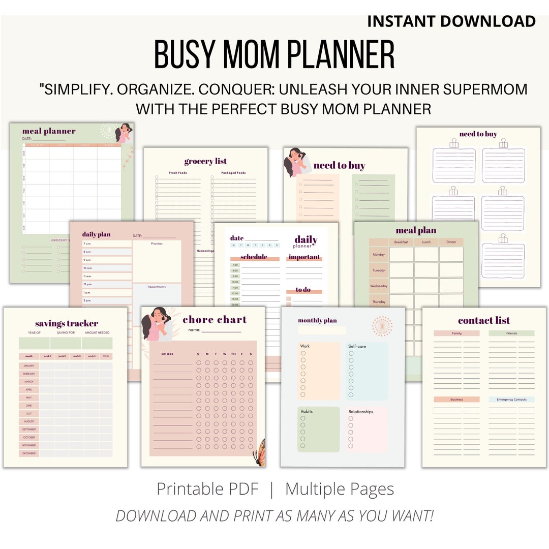 Busy Mom Planner, That Girl Planner, Home Management, Printable Planner ...