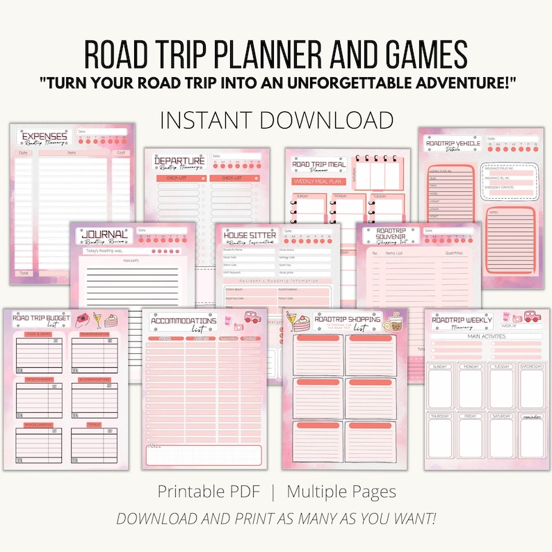 Ultimate Road Trip Planner & Printable Games:fun Activities, Maps ...