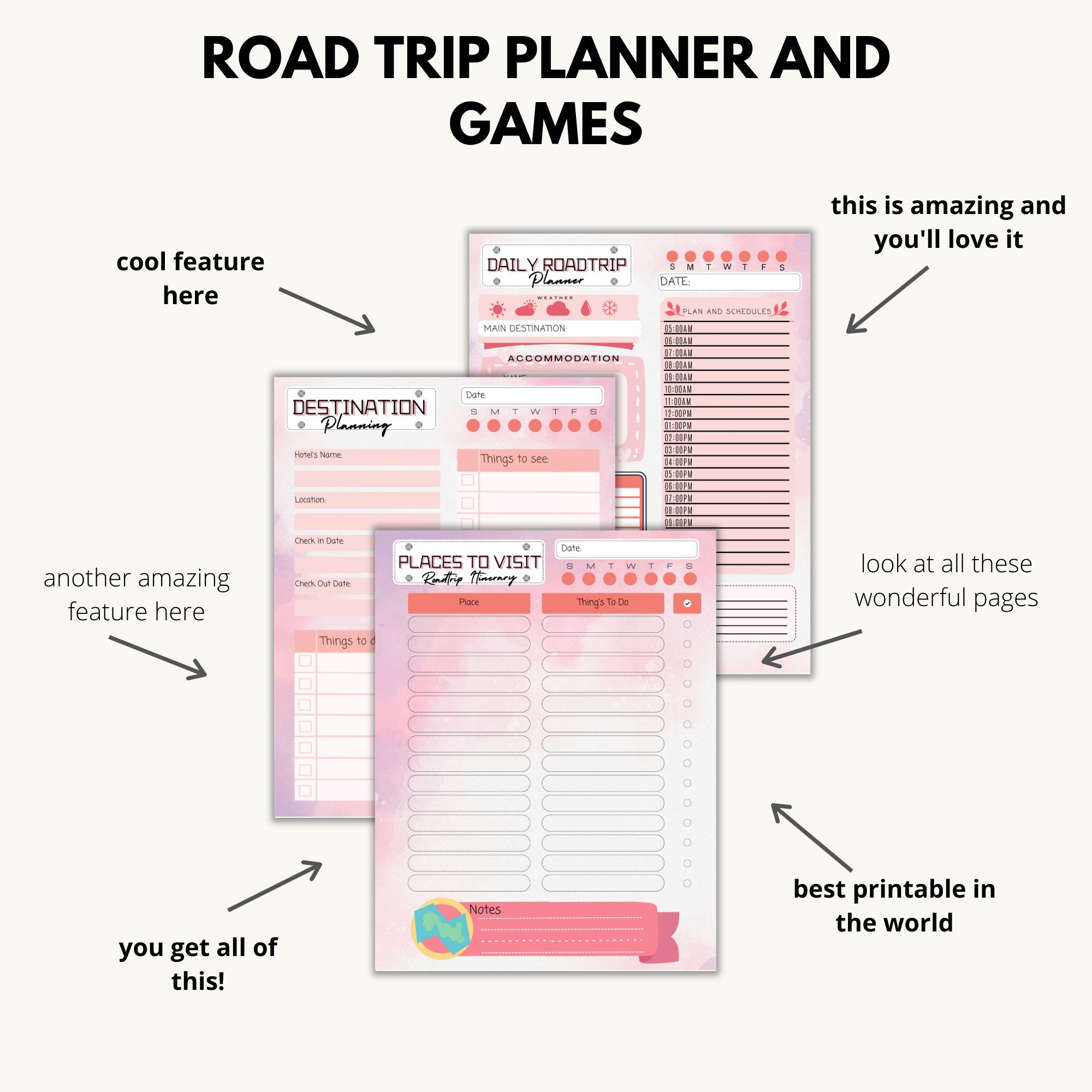 Ultimate Road Trip Planner & Printable Games:fun Activities, Maps ...