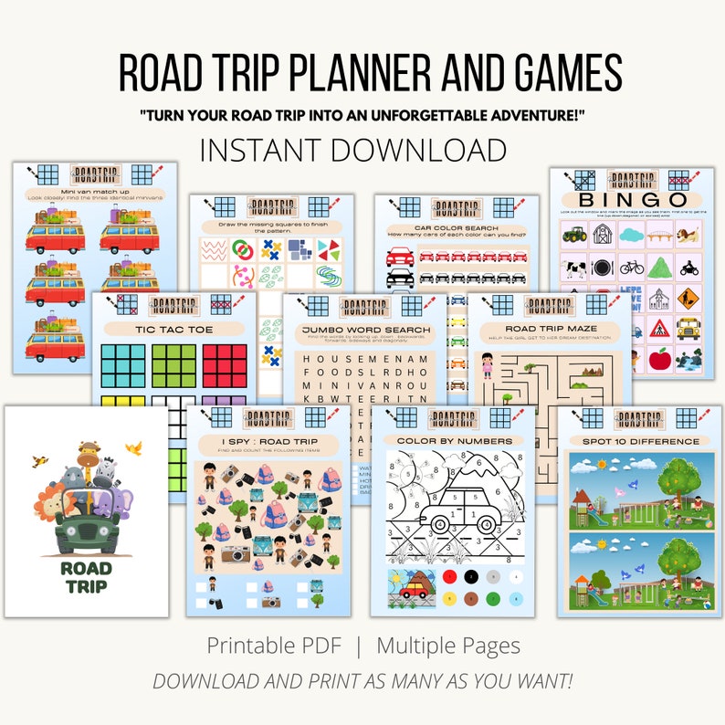 Ultimate Road Trip Planner & Printable Games:fun Activities, Maps ...