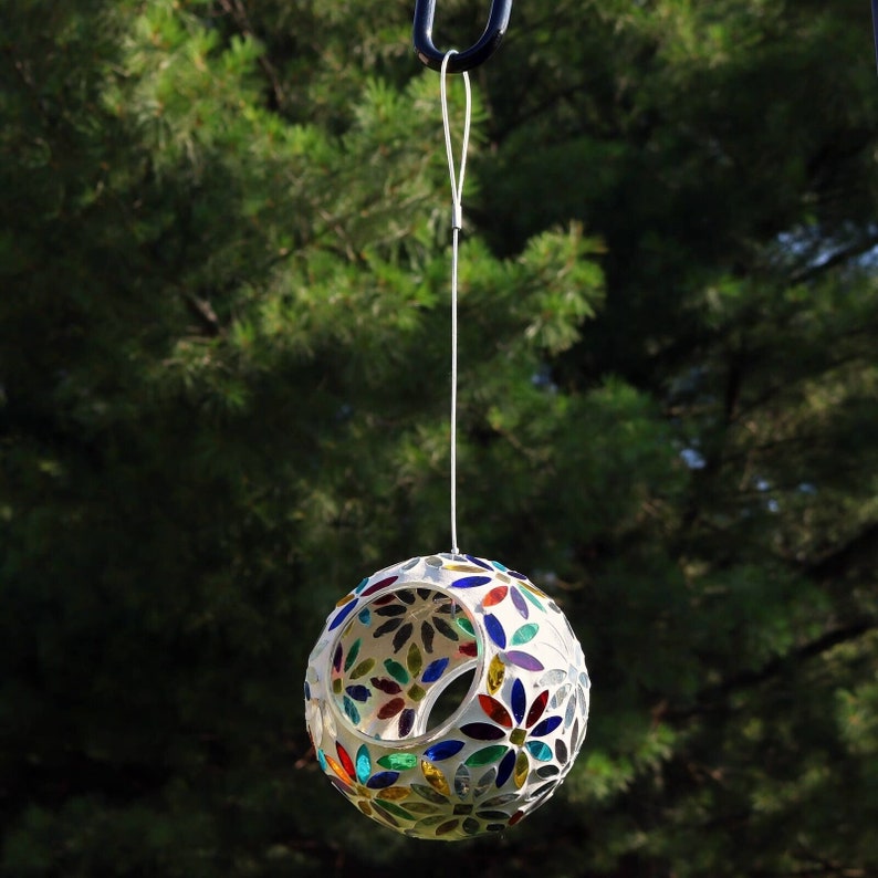 Glass Mosaic Sphere-shaped Fly-through Bird Feeder With Hanging Loop - Etsy
